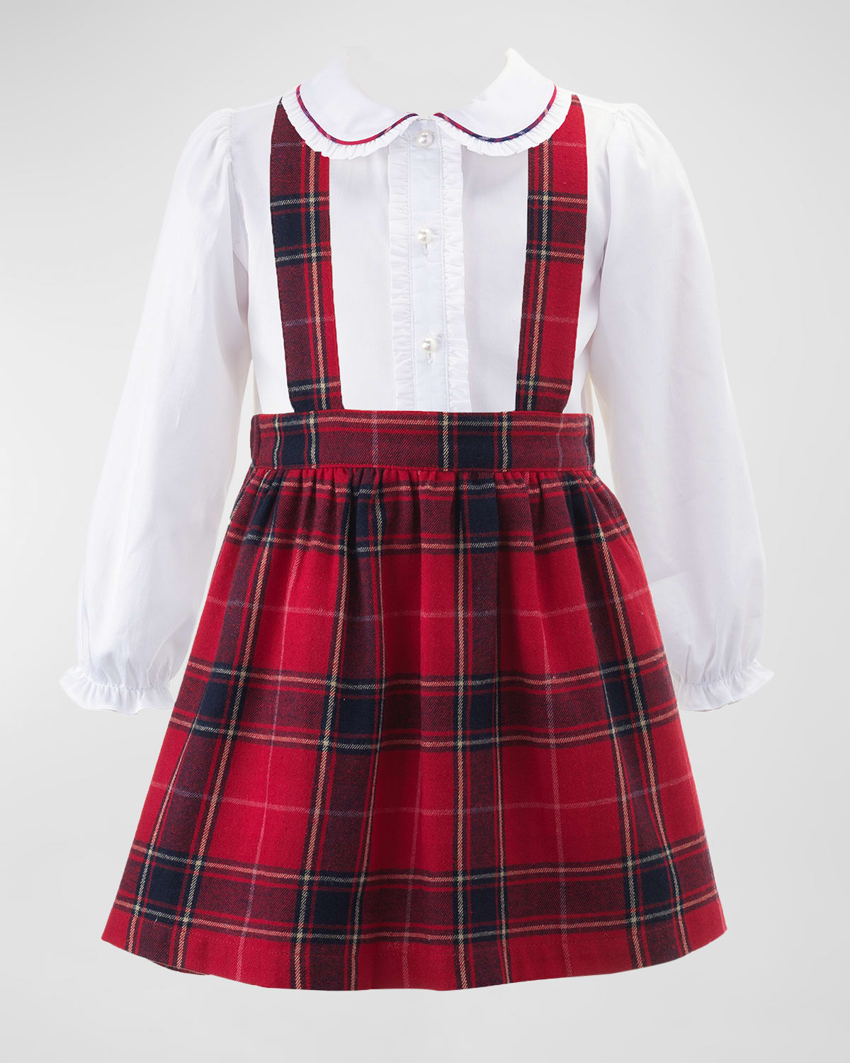 Rachel Riley Girl's Velvet Pinafore Skirt W/ Blouse Set, Size 2-10 ...