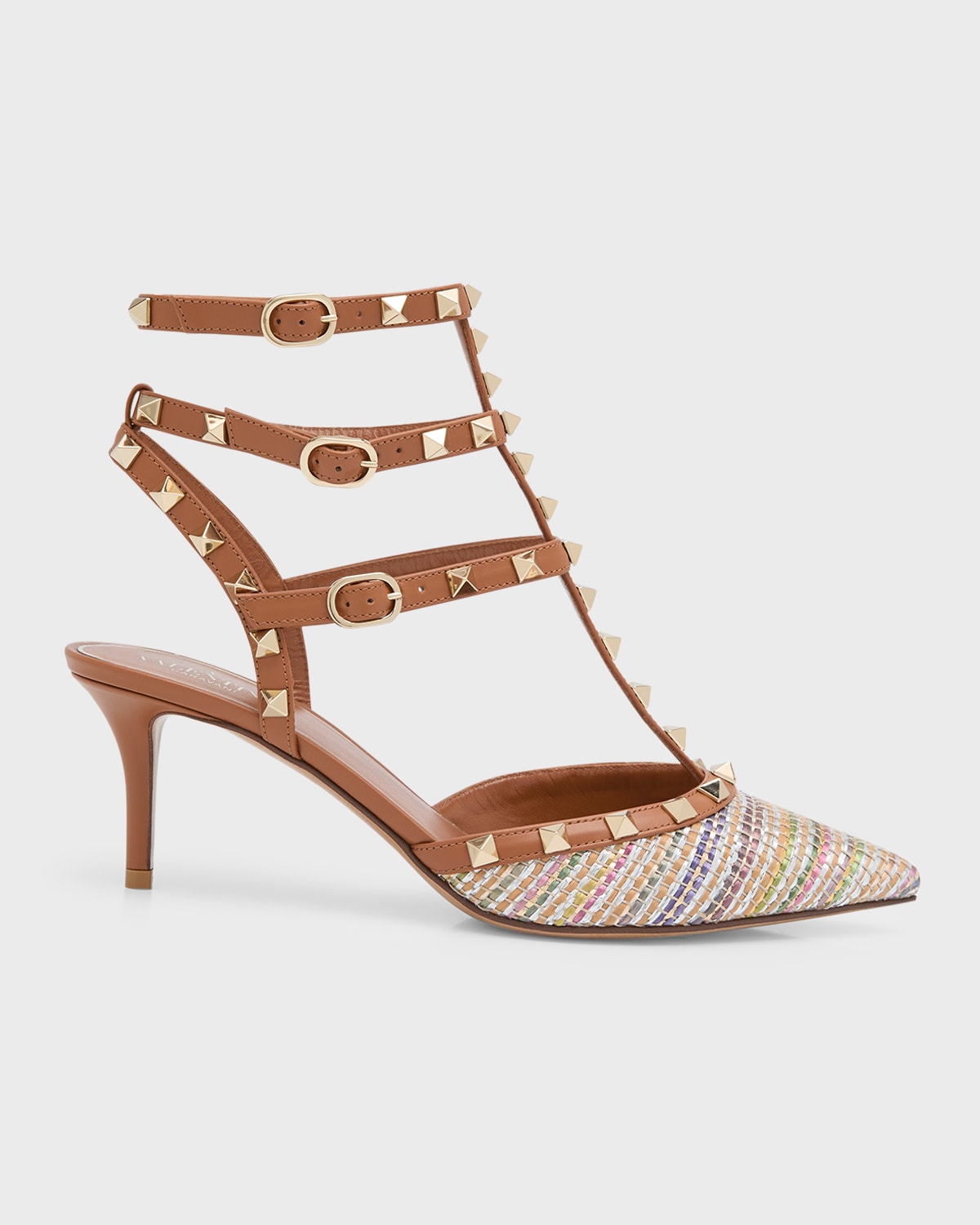 Valentino Garavani Rockstud Metallic T-Strap Pumps | Neiman Marcus