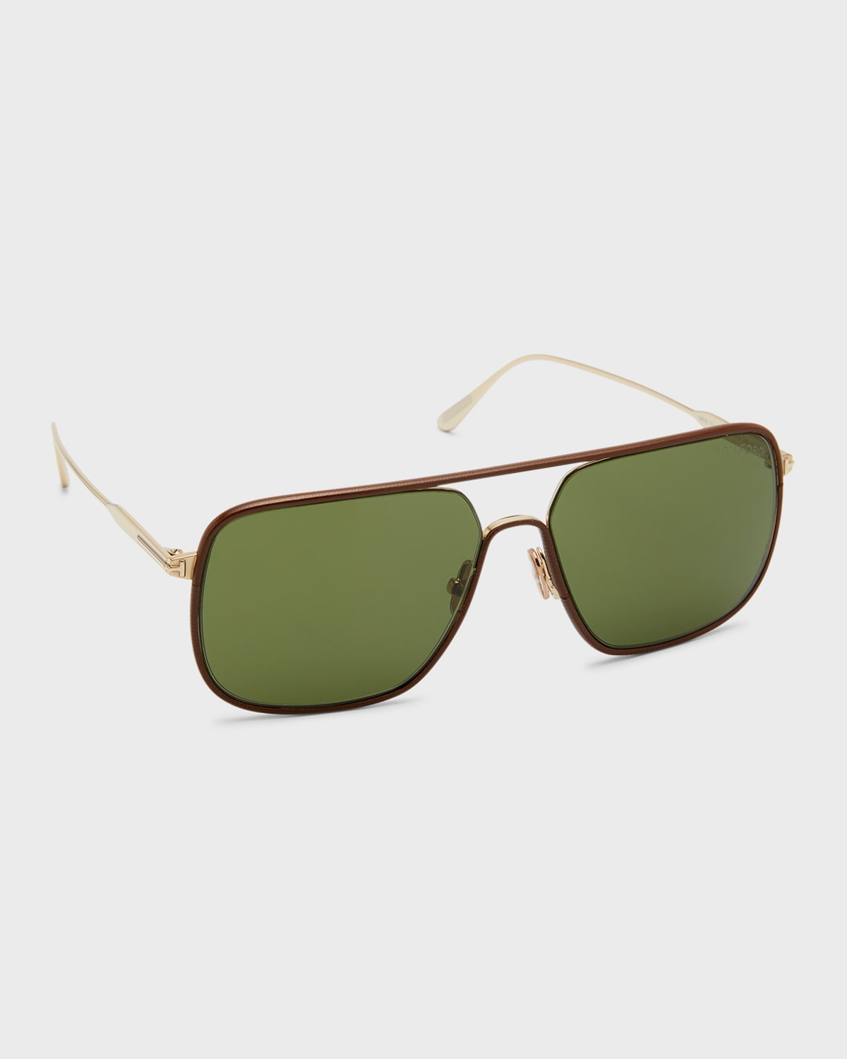 David Beckham Men's Metal Double-Bridge Aviator Sunglasses | Neiman Marcus