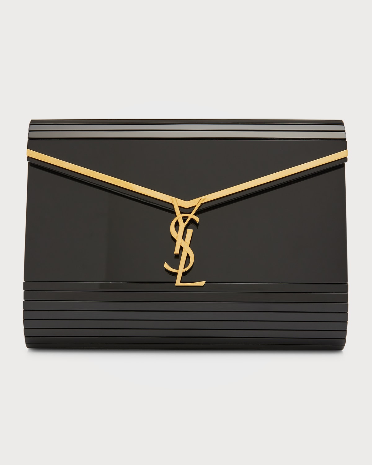 Saint Laurent Cassandra YSL Plexiglass Minaudiere | Neiman Marcus