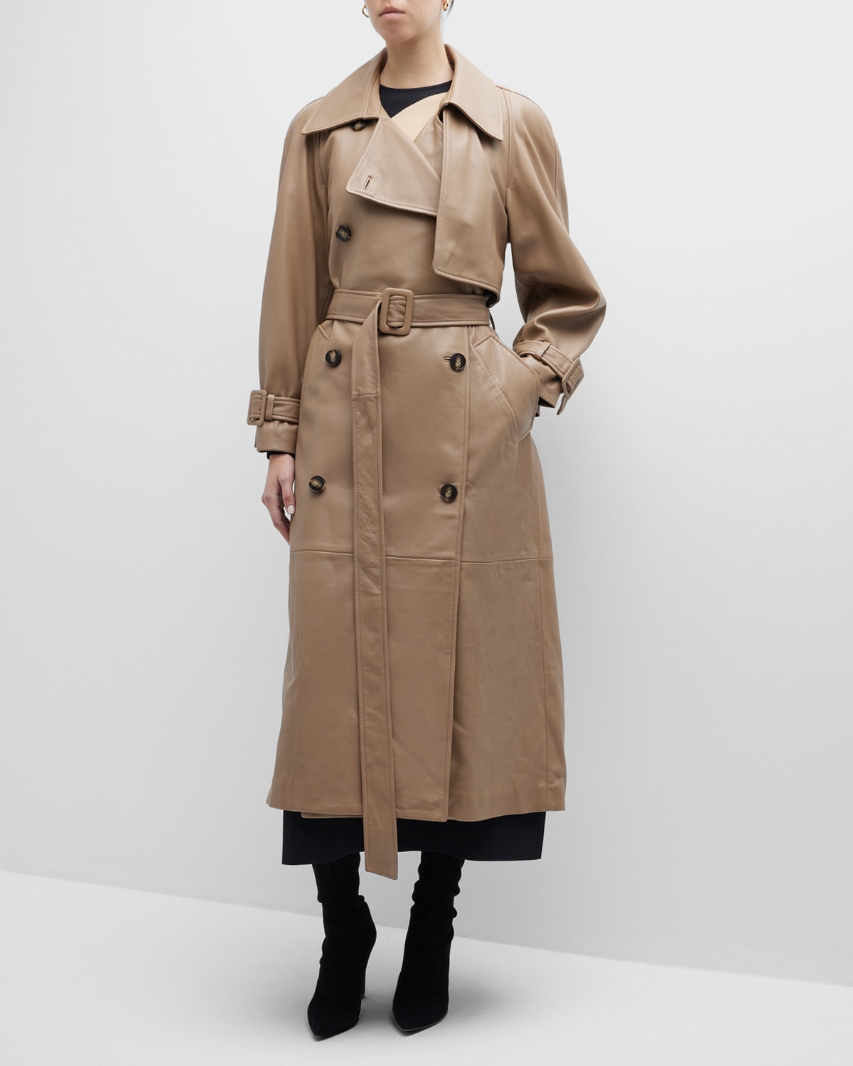 Alexander McQueen Asymmetric Leather Trench Coat | Neiman Marcus