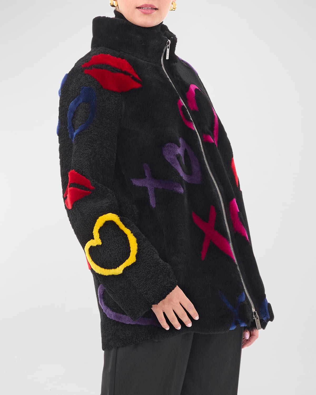 Gorski Collarless Lamb Shearling Jacket | Neiman Marcus