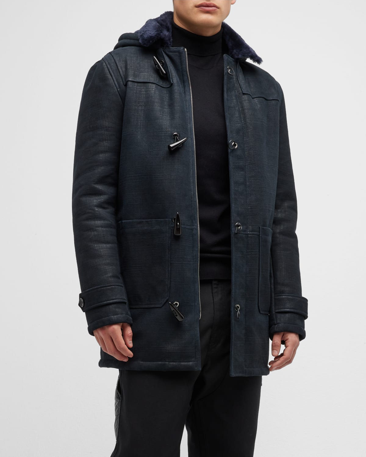 Gorski Mens Lamb Shearling Reversible Parka Jacket | Neiman Marcus