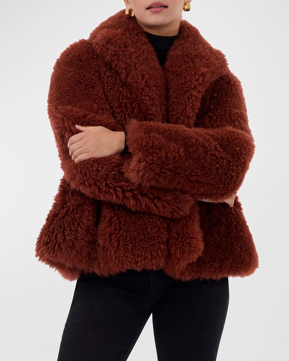Gorski Belted Cashmere Goat Fur Jacket | Neiman Marcus
