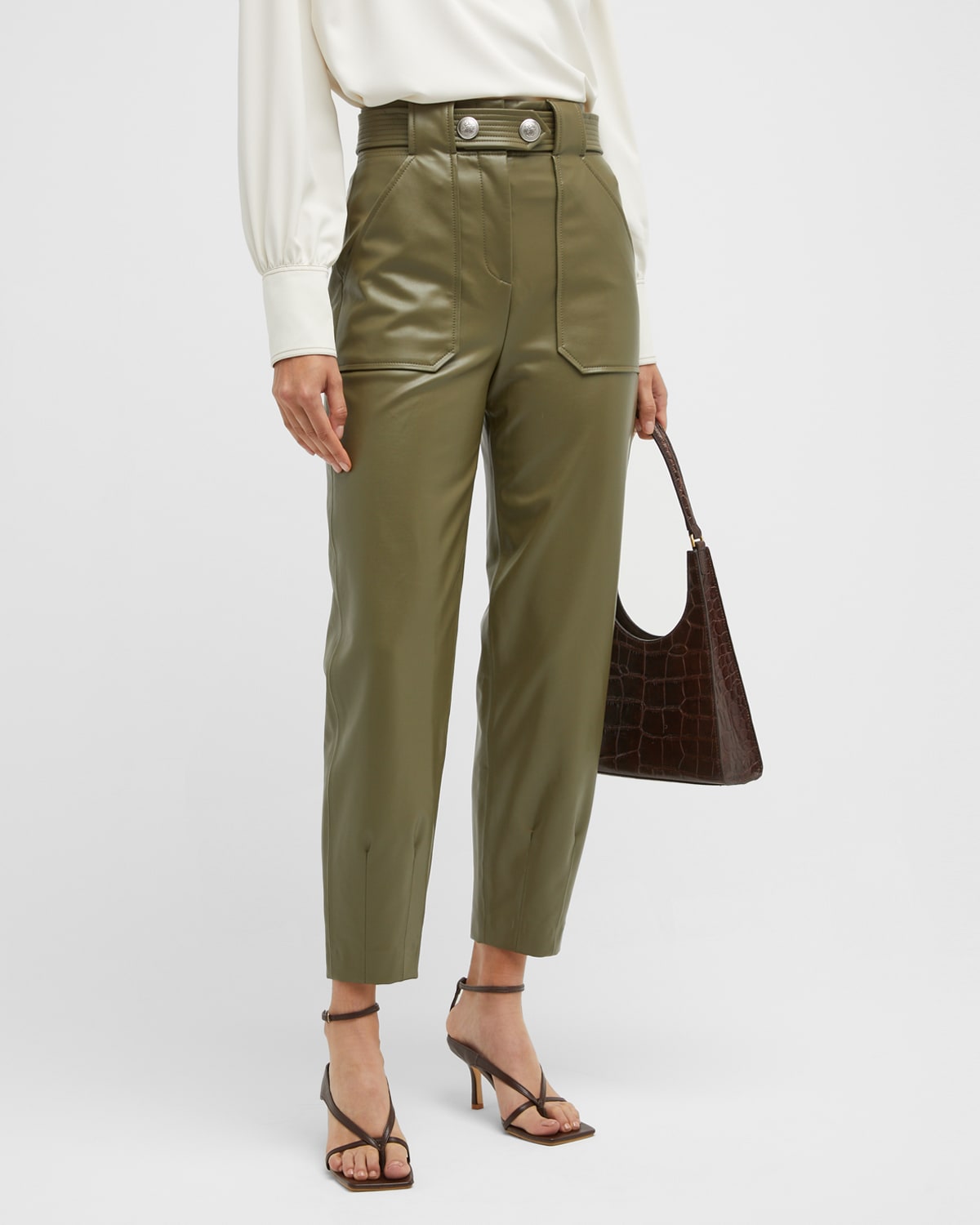 Iro Idrani High Rise Tapered Leather Pants | Neiman Marcus