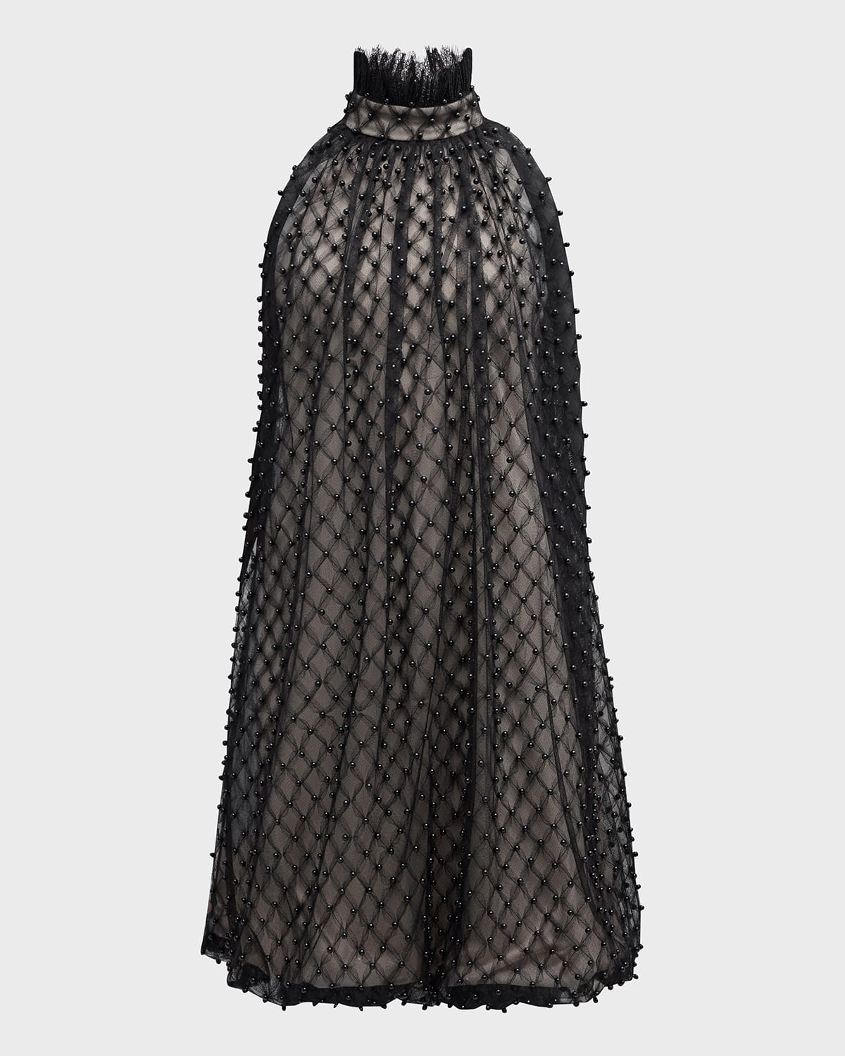 HELSI Cici Pearl-Embellished Deep V-Neck Mini Dress | Neiman Marcus