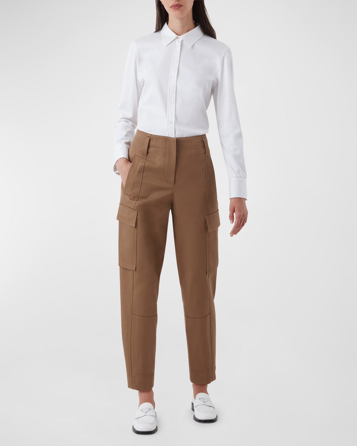 Ralph Lauren Collection Mitchell Metallic Lame Slim-Leg Ankle Cargo ...