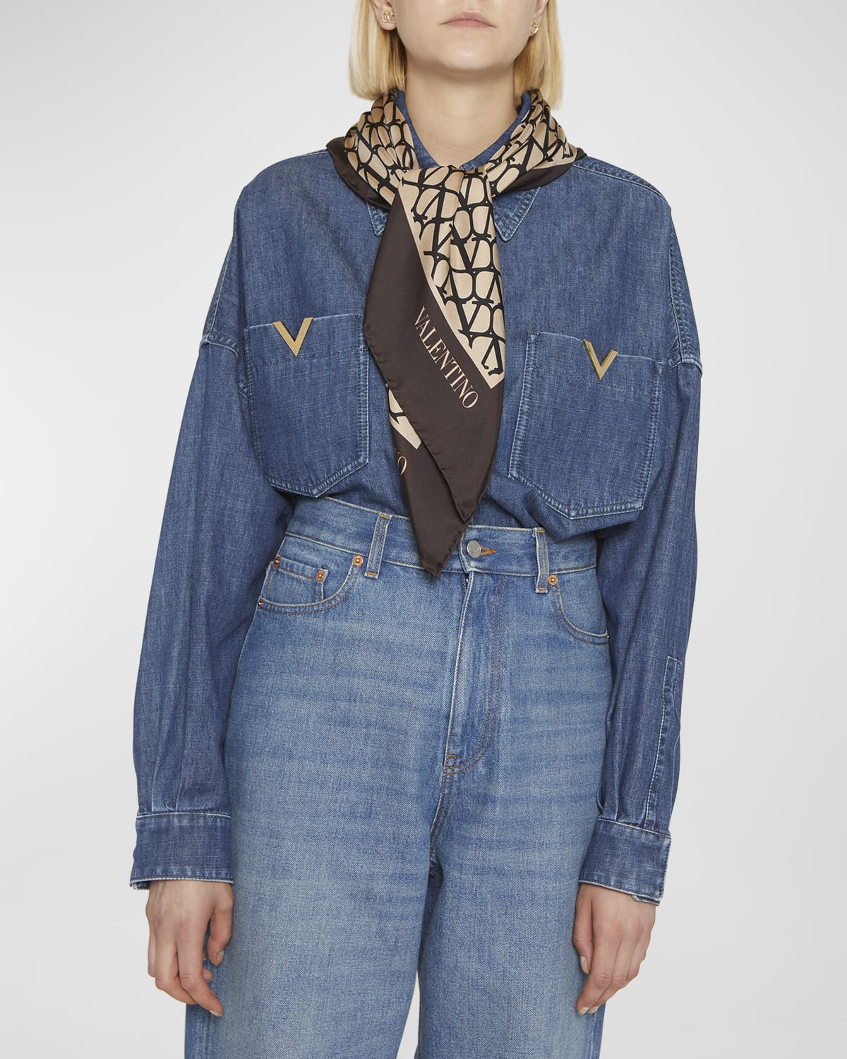 Coach Vintage Signature Monogram Silk Square Scarf | Neiman Marcus