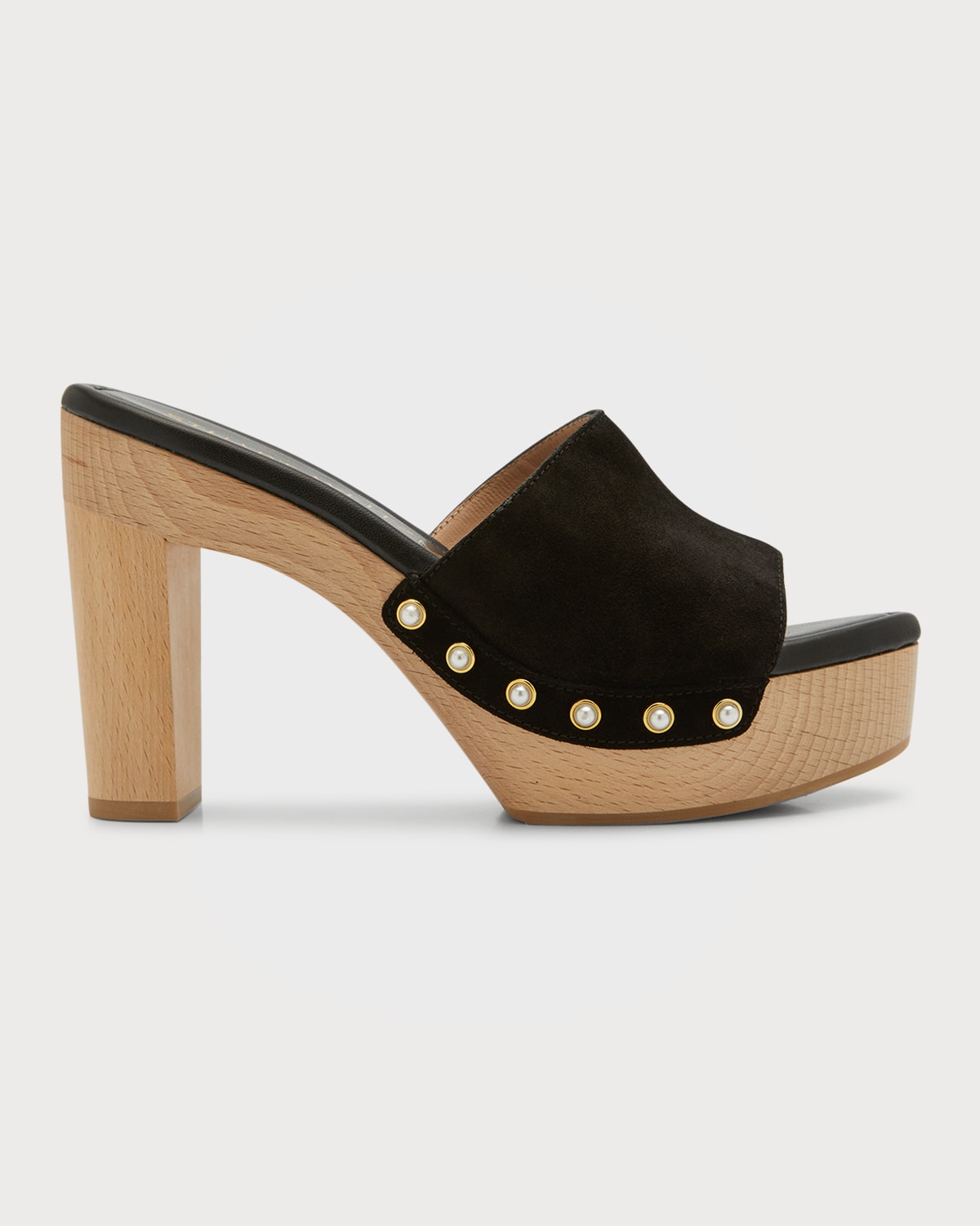 Stuart Weitzman Cayman Pearly Stud Mule Sandals | Neiman Marcus