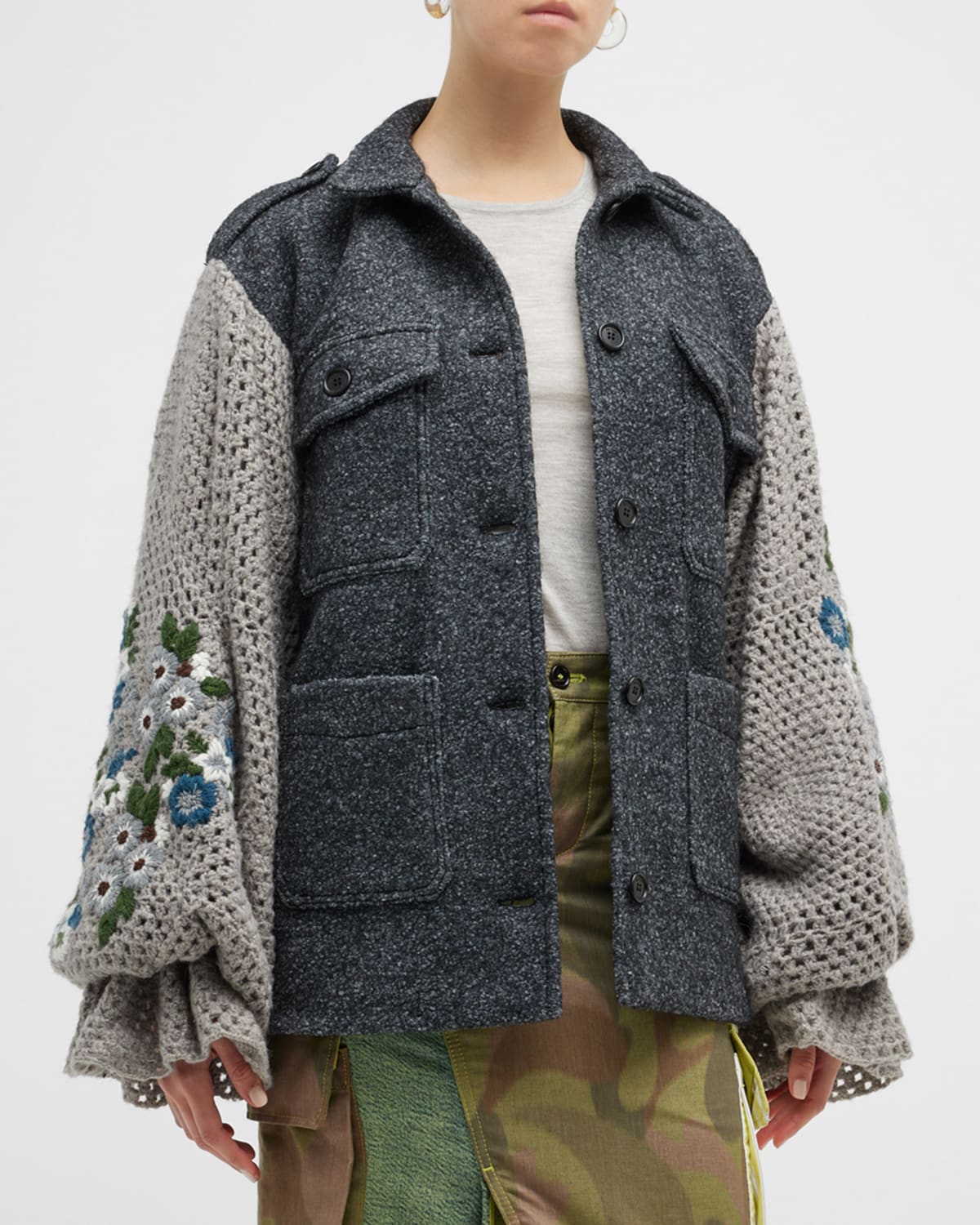 Tu Lize Upcycled Embroidered Military Jacket | Neiman Marcus