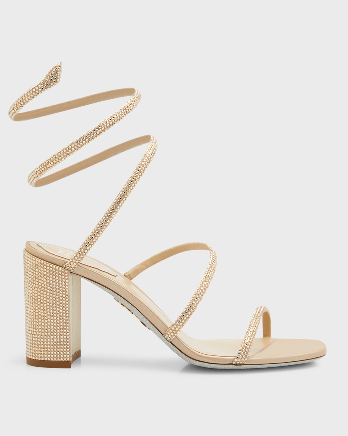 Rene Caovilla Snake-Wrap Satin Sandals | Neiman Marcus