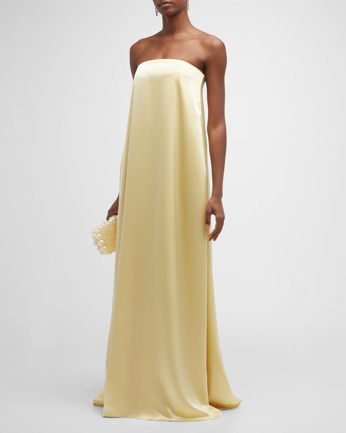 GIGII'S Doutzen Strapless Ruched Satin Gown | Neiman Marcus