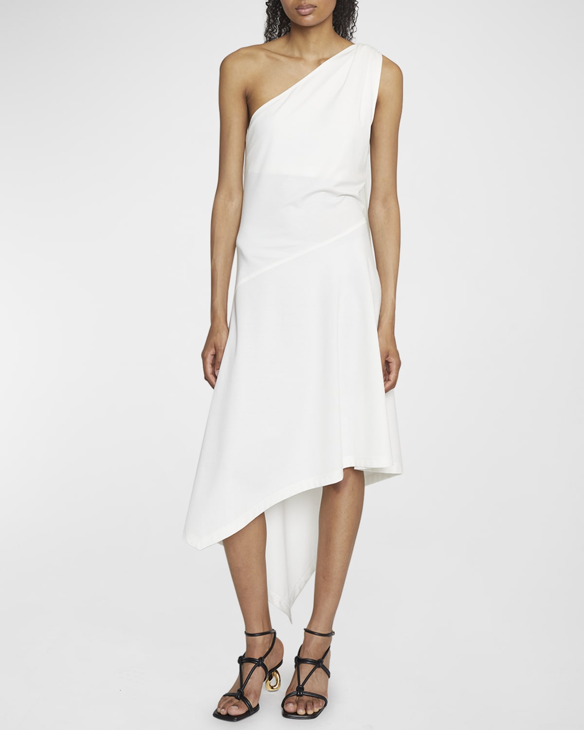 ADEAM Bricolage Colorblock Belted One-Shoulder Midi Dress | Neiman Marcus