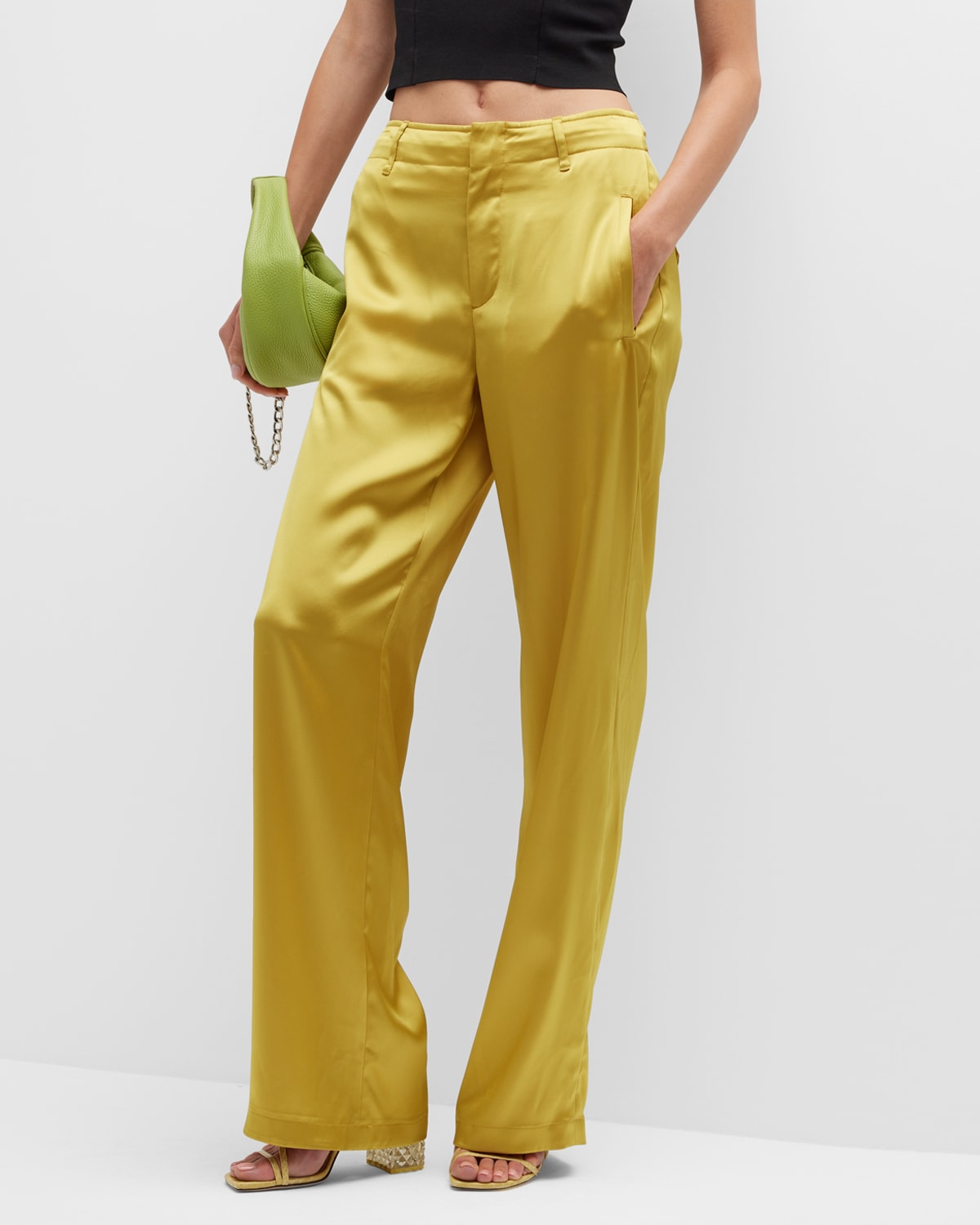 Vince High-Waist Wide-Leg Satin Pants | Neiman Marcus