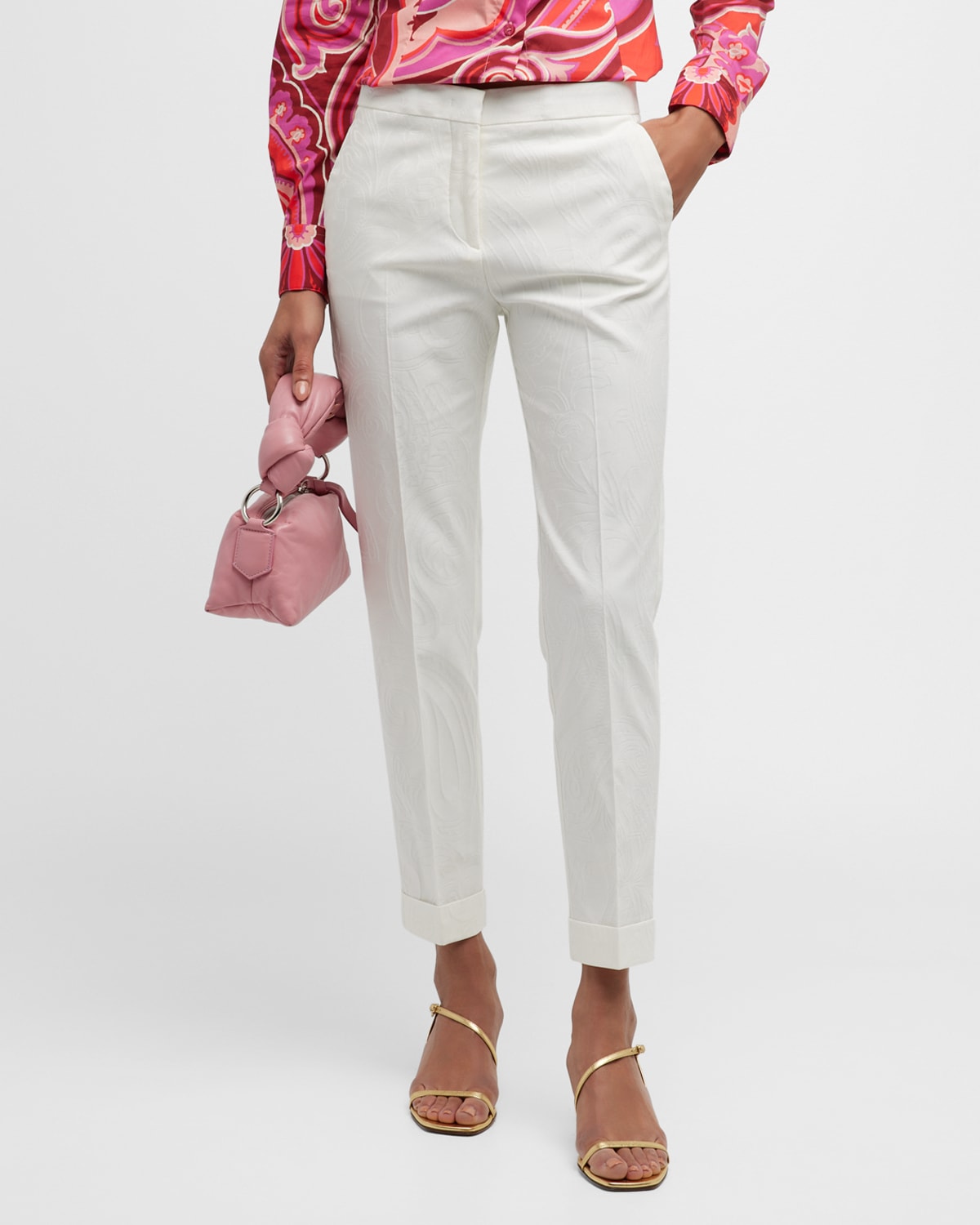 Etro Paisley Jacquard Cigarette Pants | Neiman Marcus