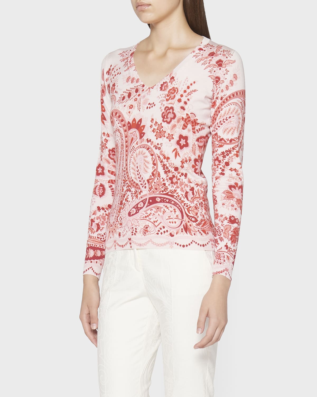 Etro Potpourri Paisley-Print Silk-Cashmere Sweater | Neiman Marcus