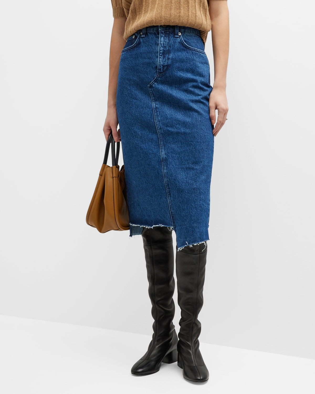 Rails Highland Denim Midi Skirt | Neiman Marcus