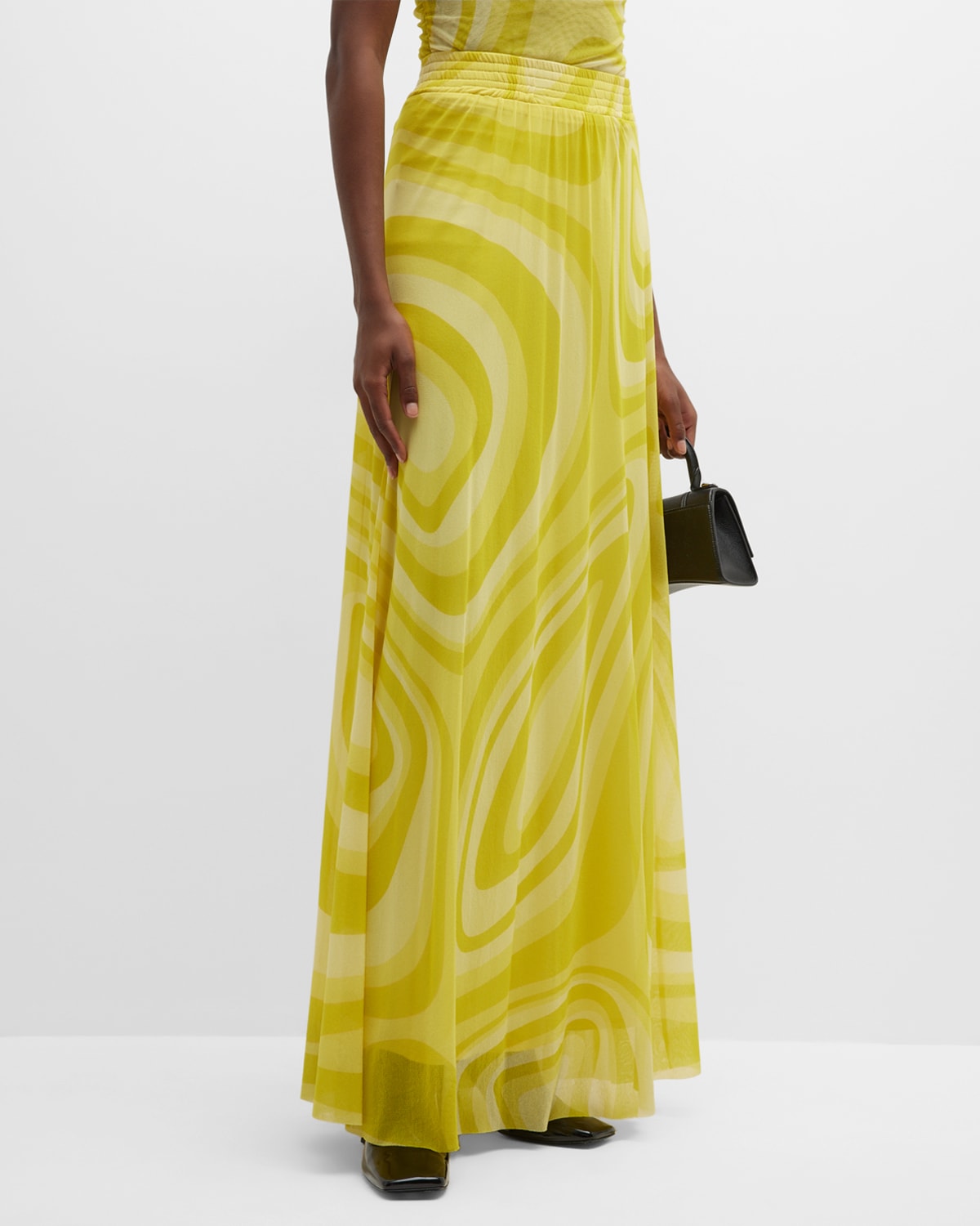Fuzzi Floral-Print A-Line Tulle Maxi Skirt | Neiman Marcus