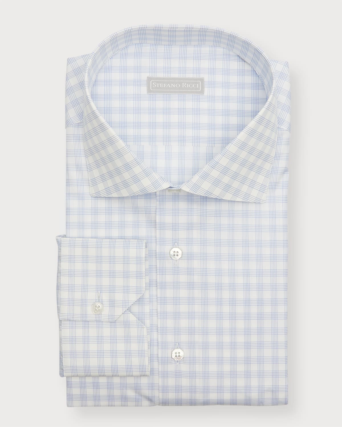 Stefano Ricci Men's Graph Check Cotton Dress Shirt | Neiman Marcus