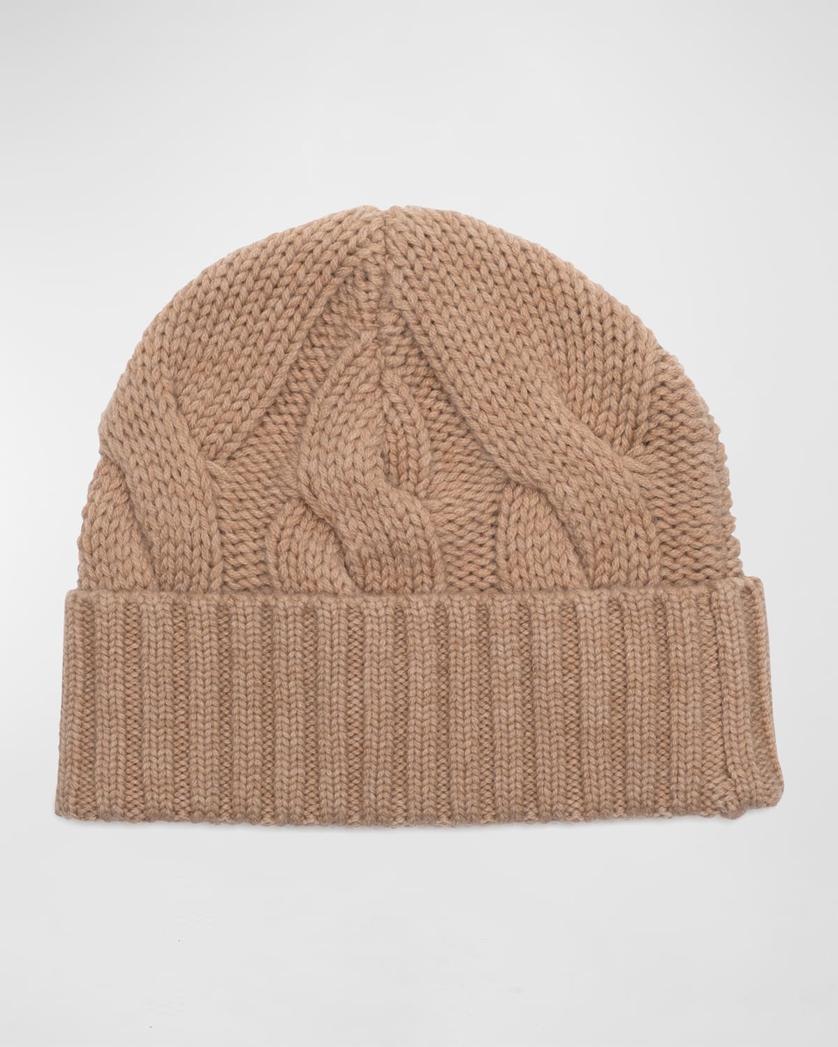Max Mara Cable Knit Cashmere-Wool Beanie | Neiman Marcus