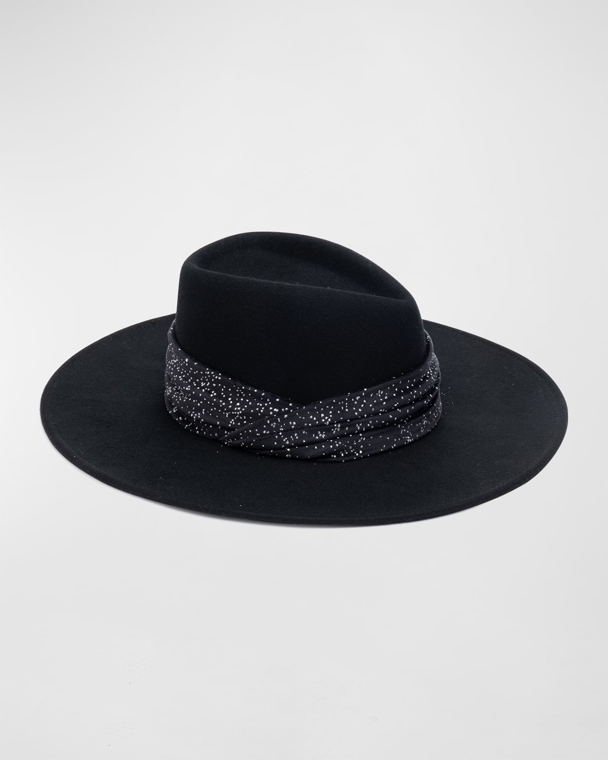 Eugenia Kim Harlowe Wool Fedora Hat w/ Metallic Ruched Band | Neiman Marcus