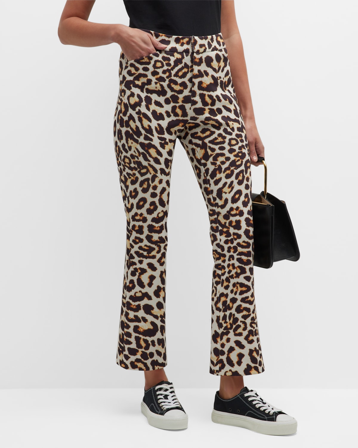 Essentiel Antwerp Cardio Flared Leopard-Motif Pants | Neiman Marcus