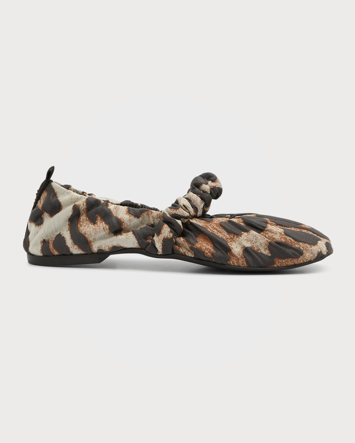 Ganni Scrunchie Calfskin Square-Toe Ballerina Flats | Neiman Marcus