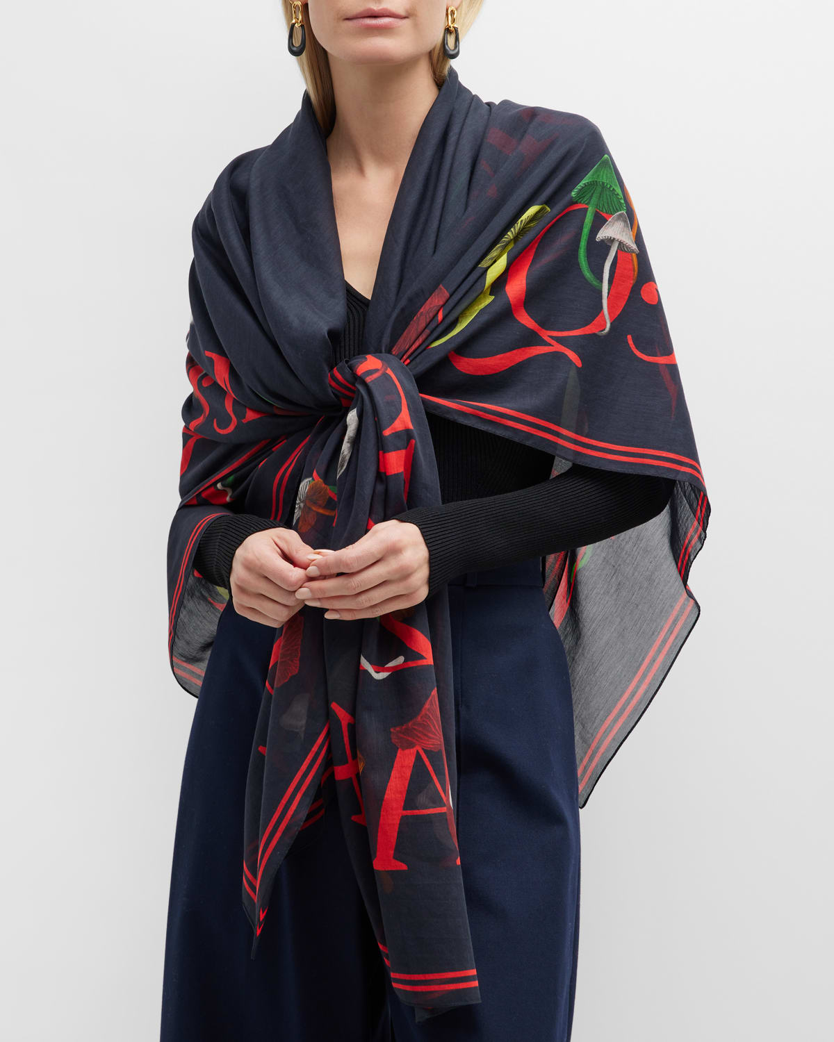 Alexander McQueen Sparkler Logo Cotton-Silk Scarf | Neiman Marcus