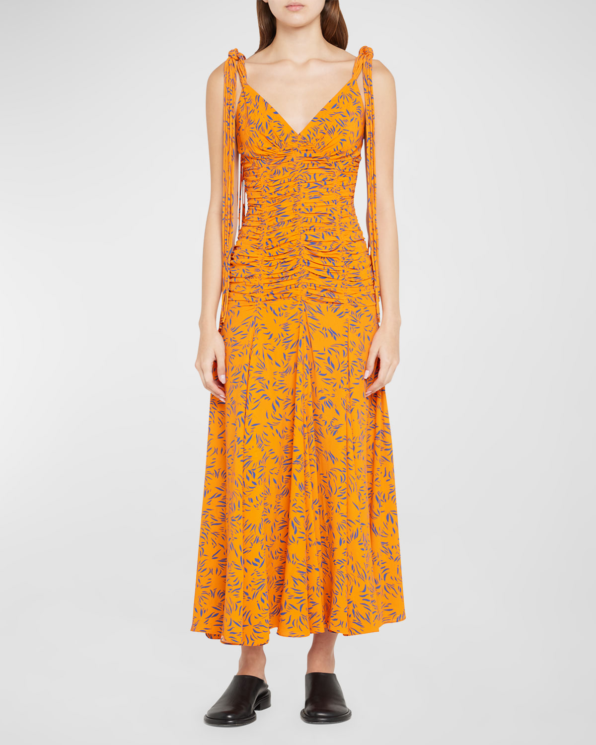 Proenza Schouler Crepe De Chine Printed Midi Dress | Neiman Marcus