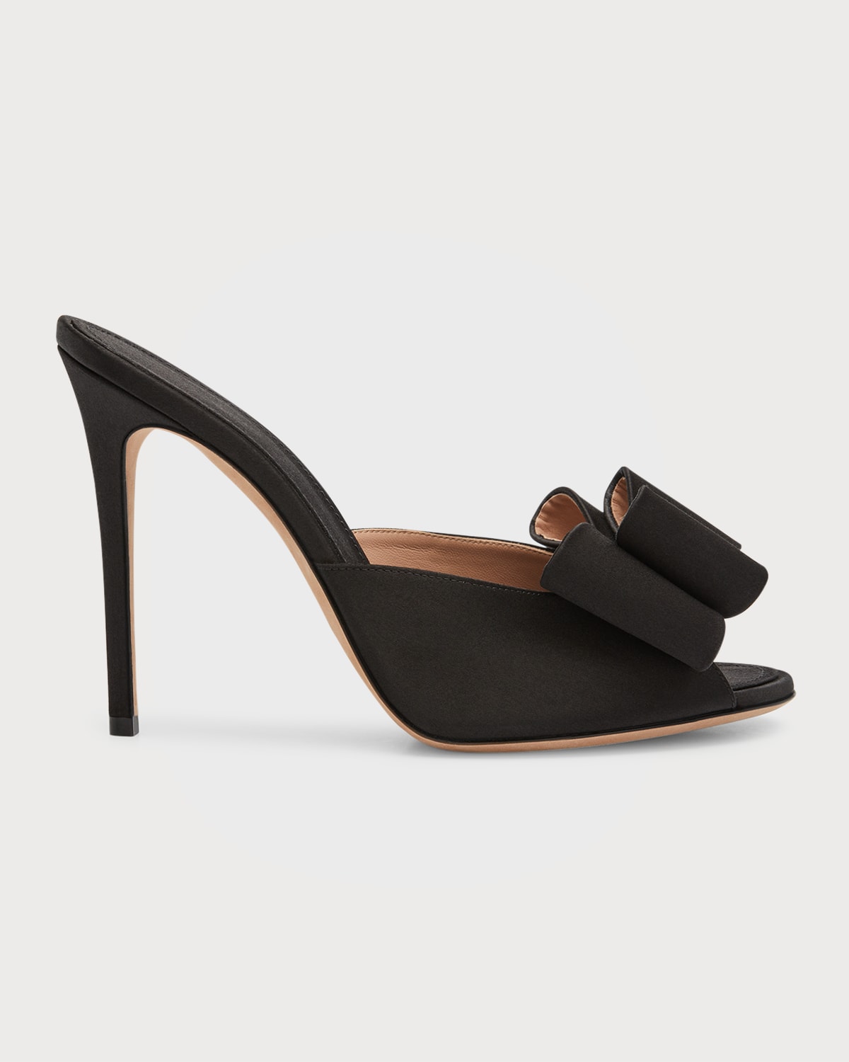 Giambattista Valli Pop Bow Satin Peep-Toe Mules | Neiman Marcus