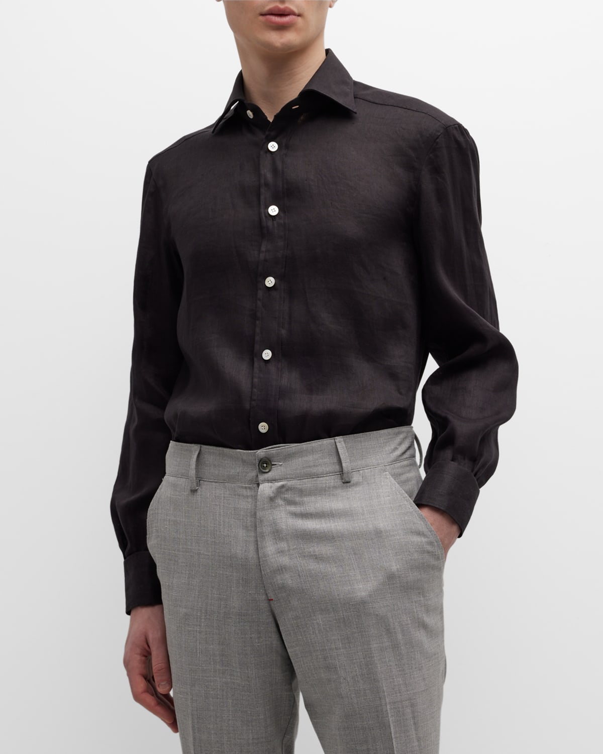 Kiton Men's Linen Sport Shirt | Neiman Marcus