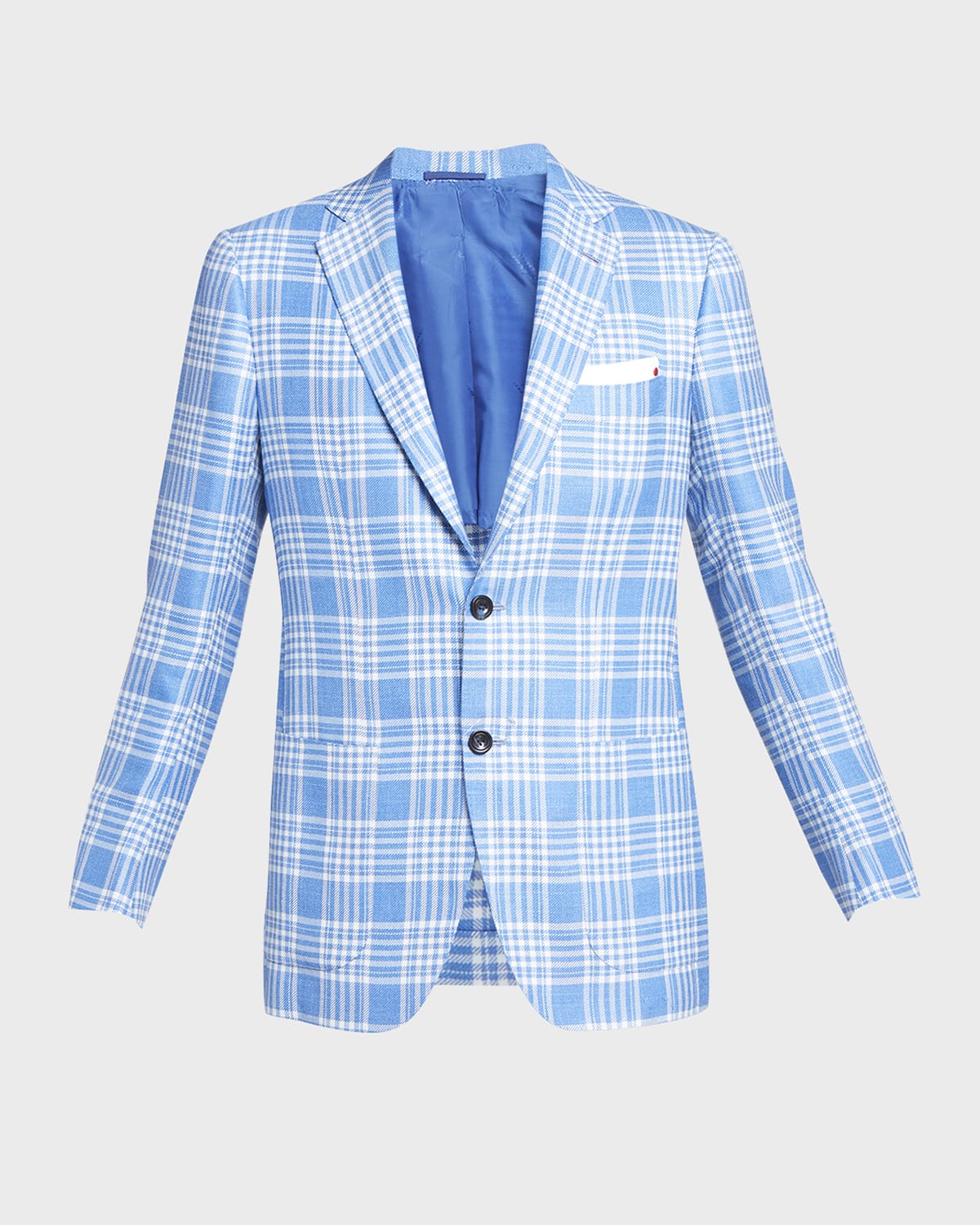 Kiton Men's Wool-Silk Plaid Sport Coat | Neiman Marcus