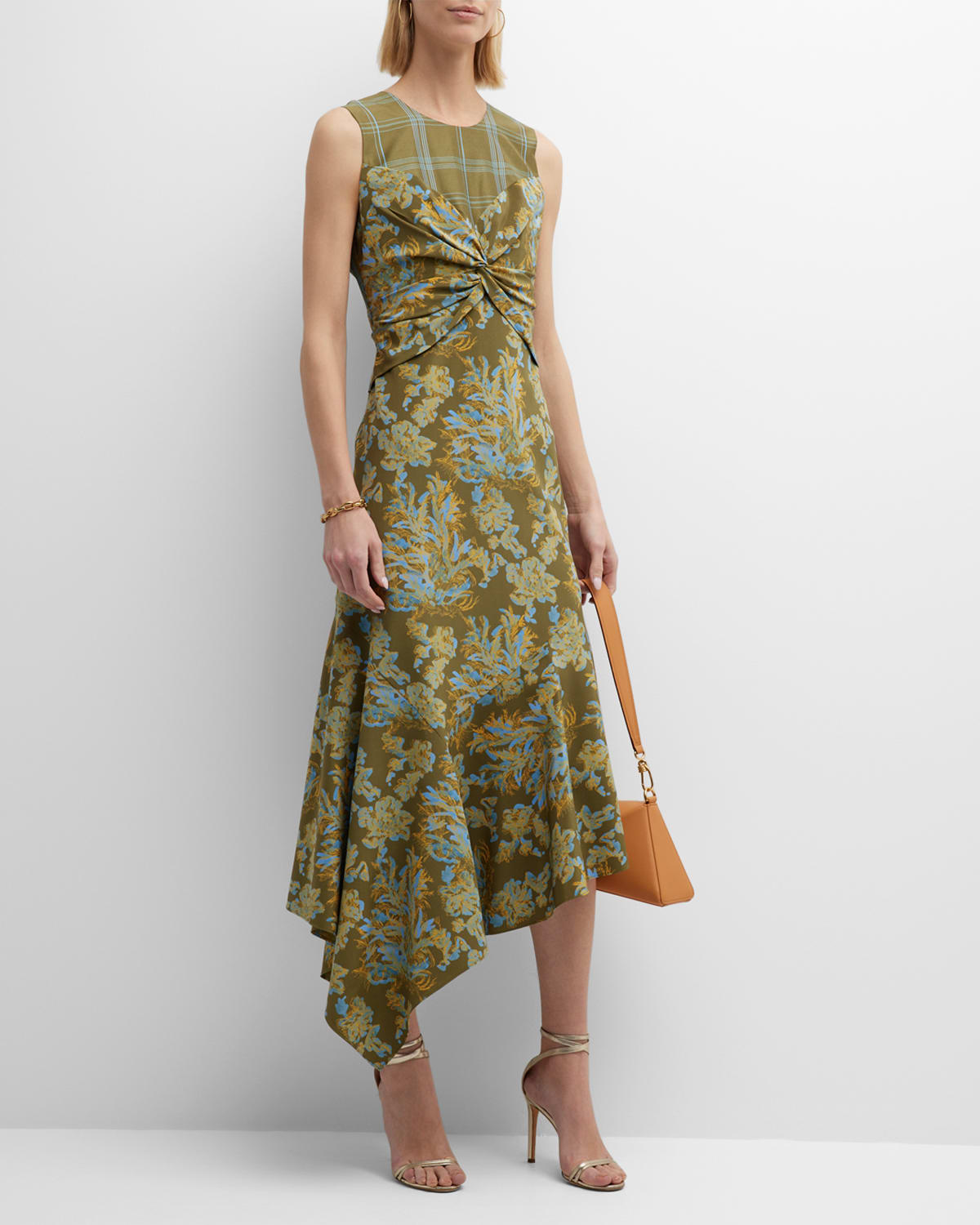 Lafayette 148 New York Patchwork-Print Twist-Front Maxi Dress | Neiman ...