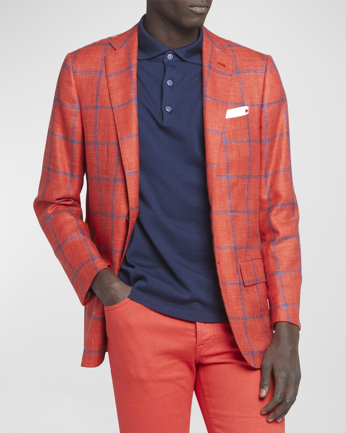 Kiton Men's Wool-Silk Plaid Sport Coat | Neiman Marcus