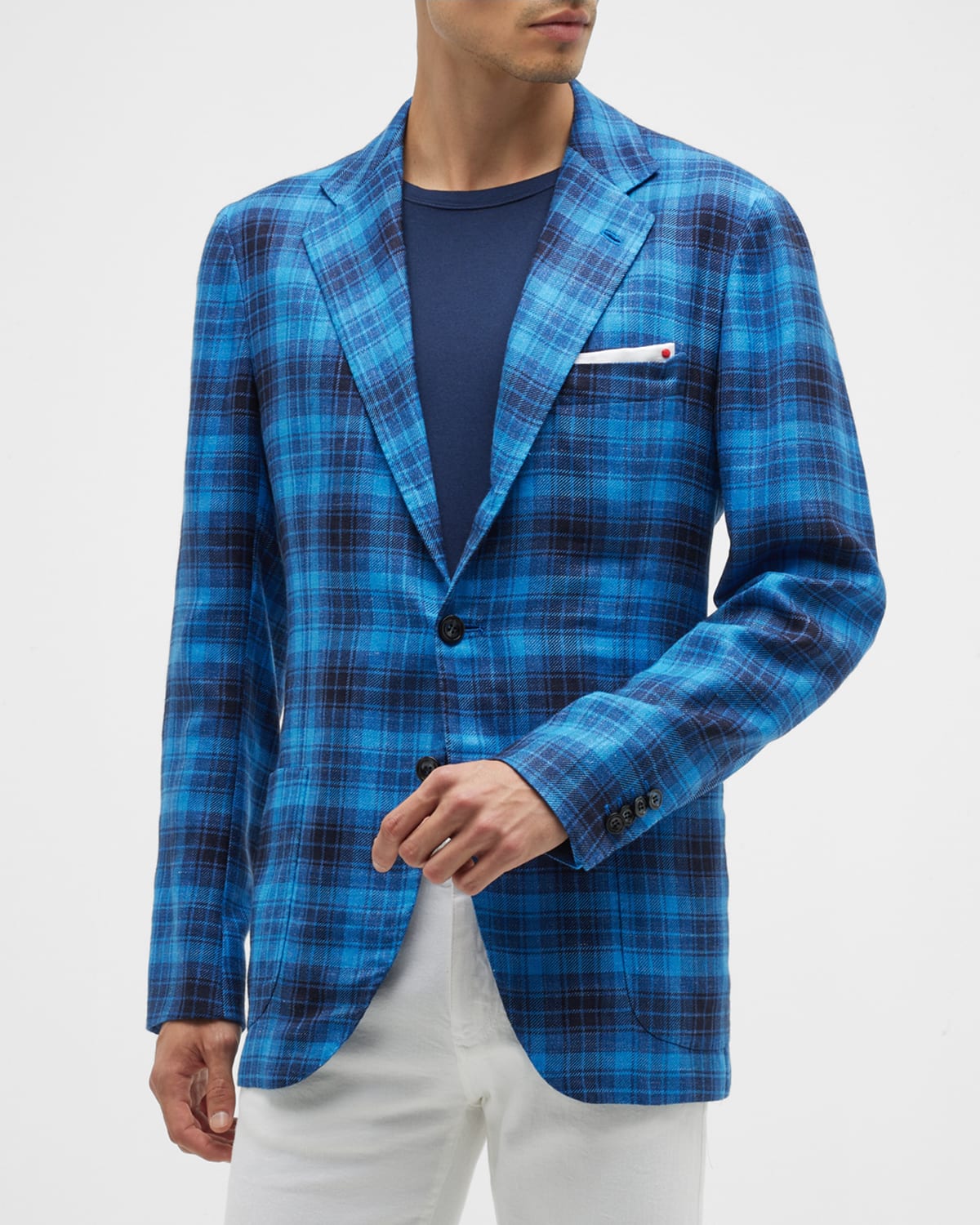 Kiton Men's Plaid Cashmere-Blend Sport Jacket | Neiman Marcus