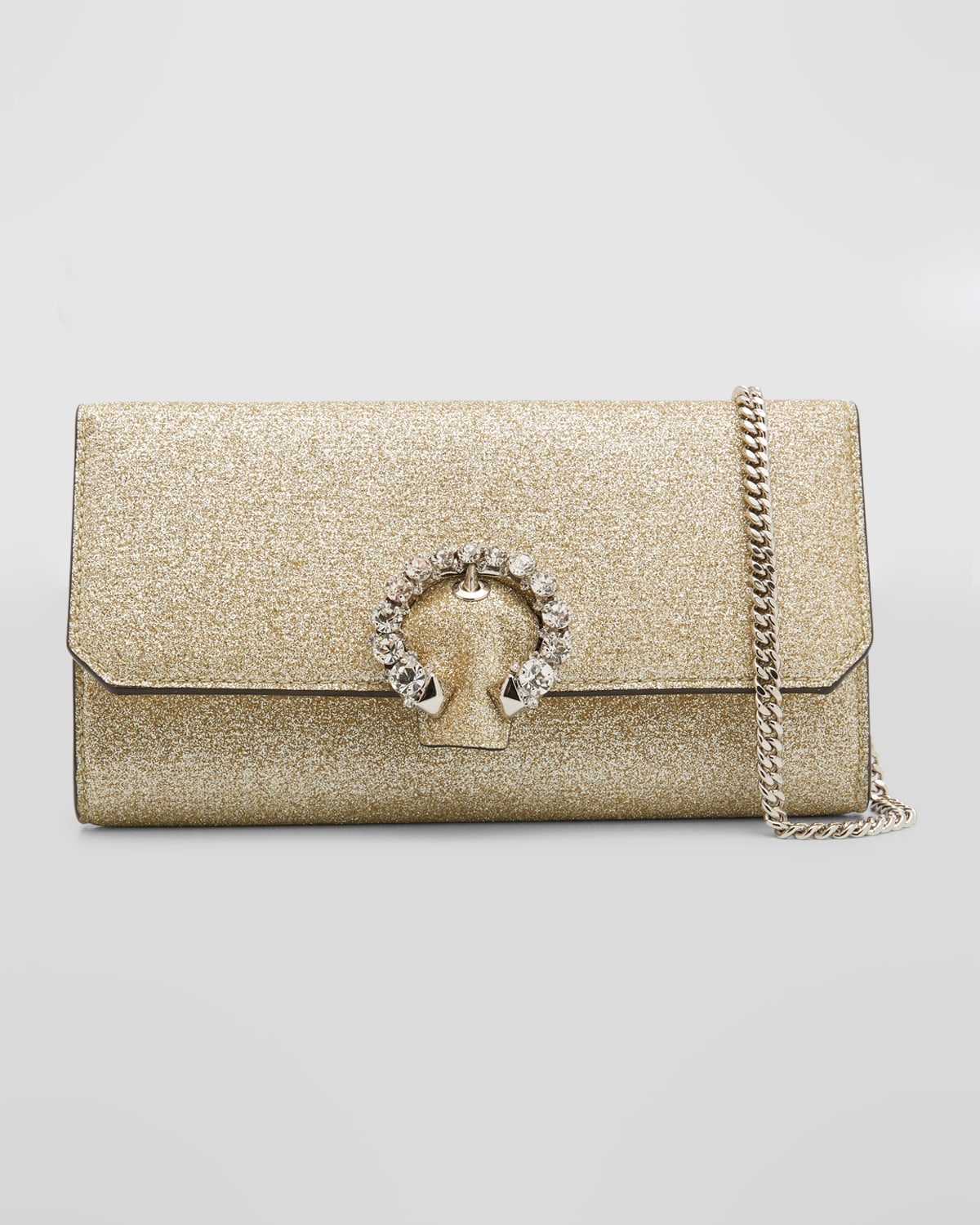 Jimmy Choo Buckle Lambskin Wallet with Chain | Neiman Marcus