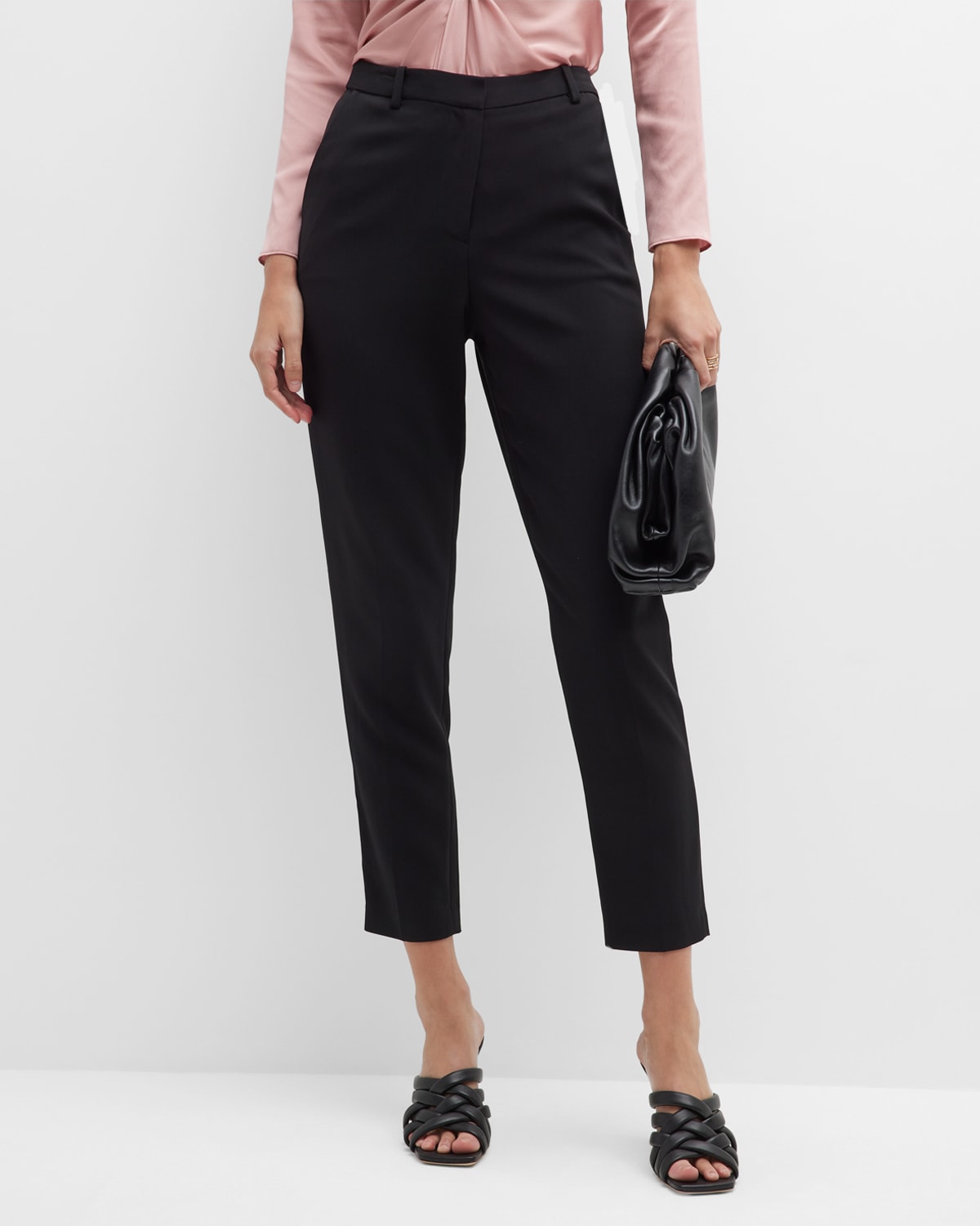 Joie Batilde Cropped High-Rise Pleated Denim Pants | Neiman Marcus