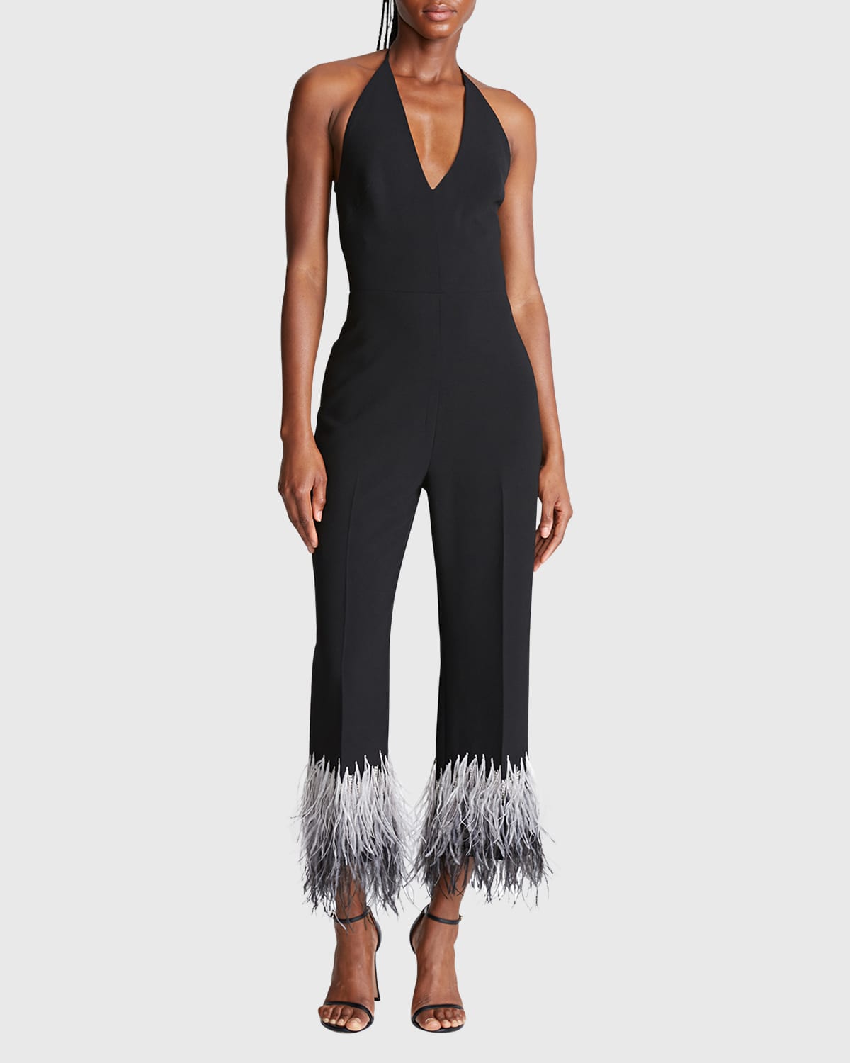 Halston Drew Crepe Satin Crossover Jumpsuit | Neiman Marcus