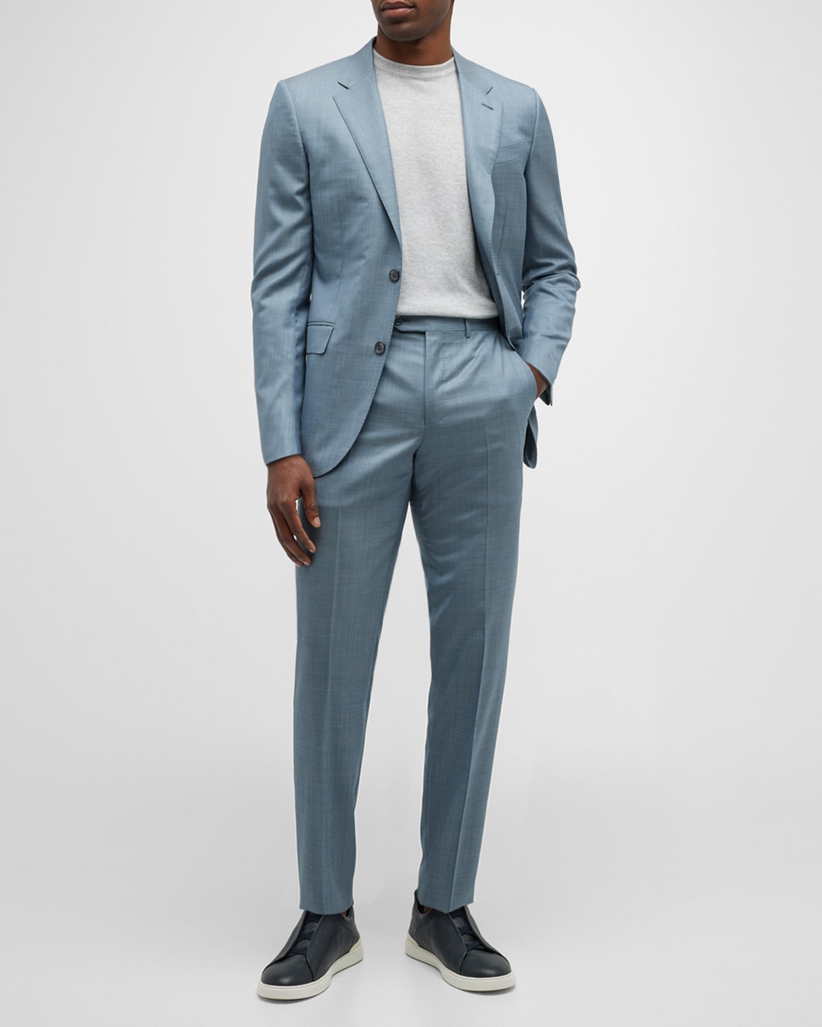 ZEGNA Men's Wool-Silk Windowpane Suit | Neiman Marcus