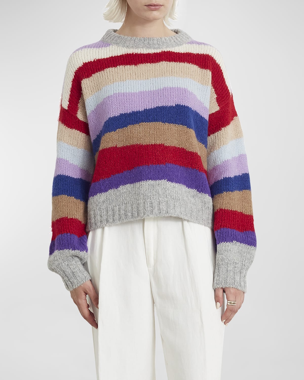 MOTHER The Easy Drop Jumper Colorblock Sweater | Neiman Marcus
