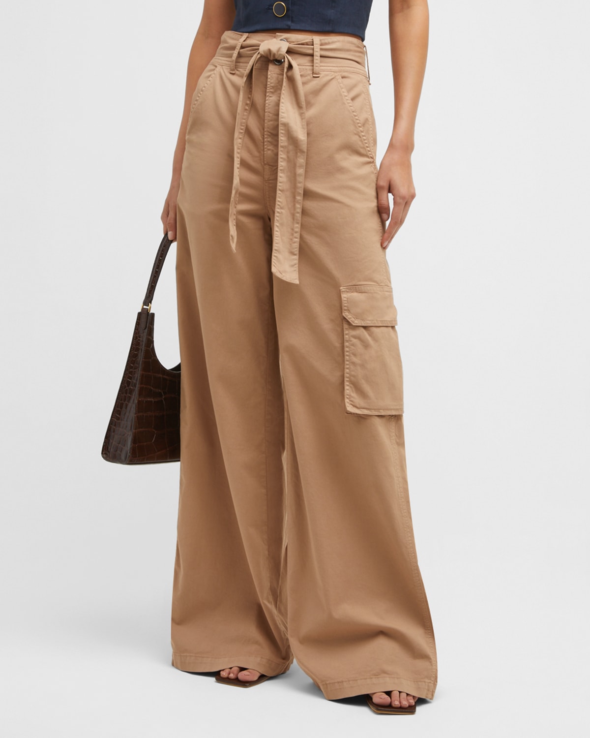 Veronica Beard Jeans Belisa High-Rise Wide Cargo Pants | Neiman Marcus