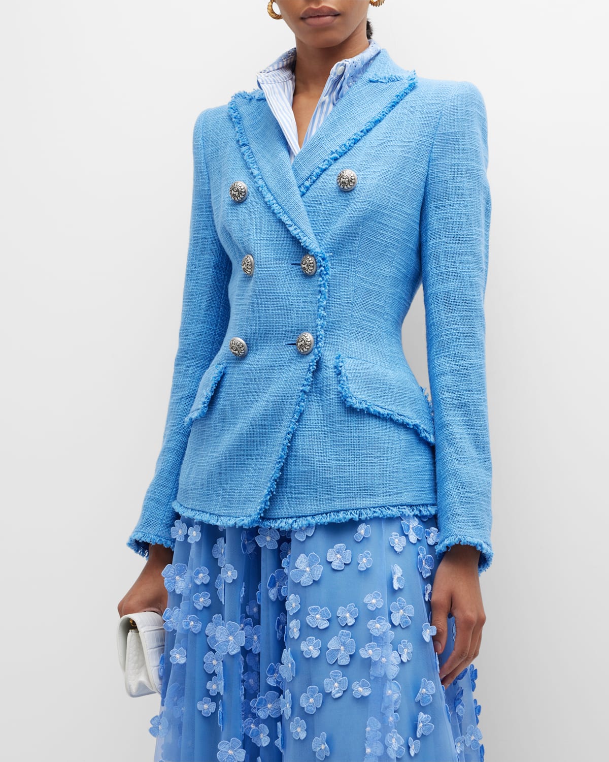 Theory Piazza Noelle Double-Breasted Tweed Jacket | Neiman Marcus