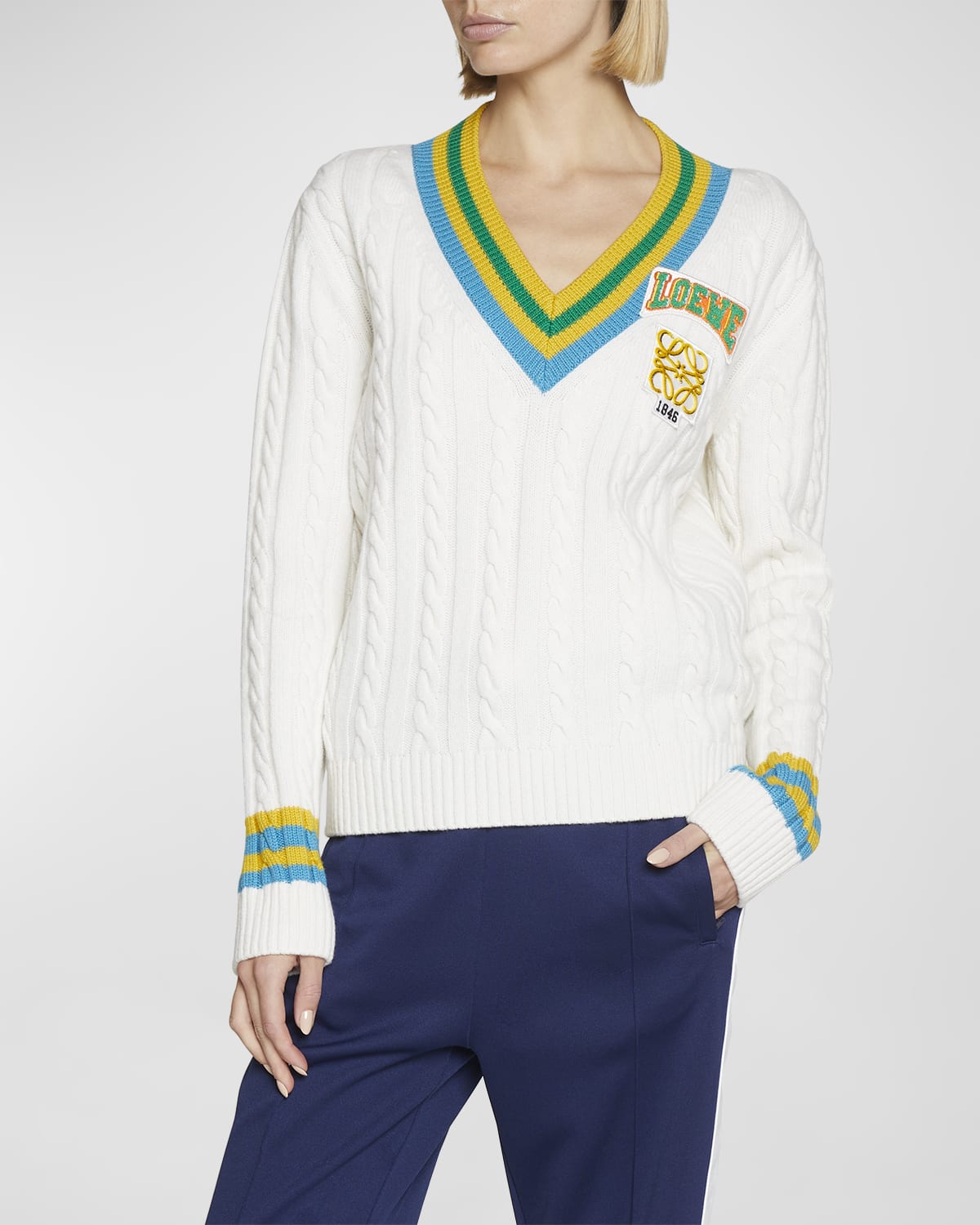 FRAME Cropped Cable-Knit Sweater | Neiman Marcus