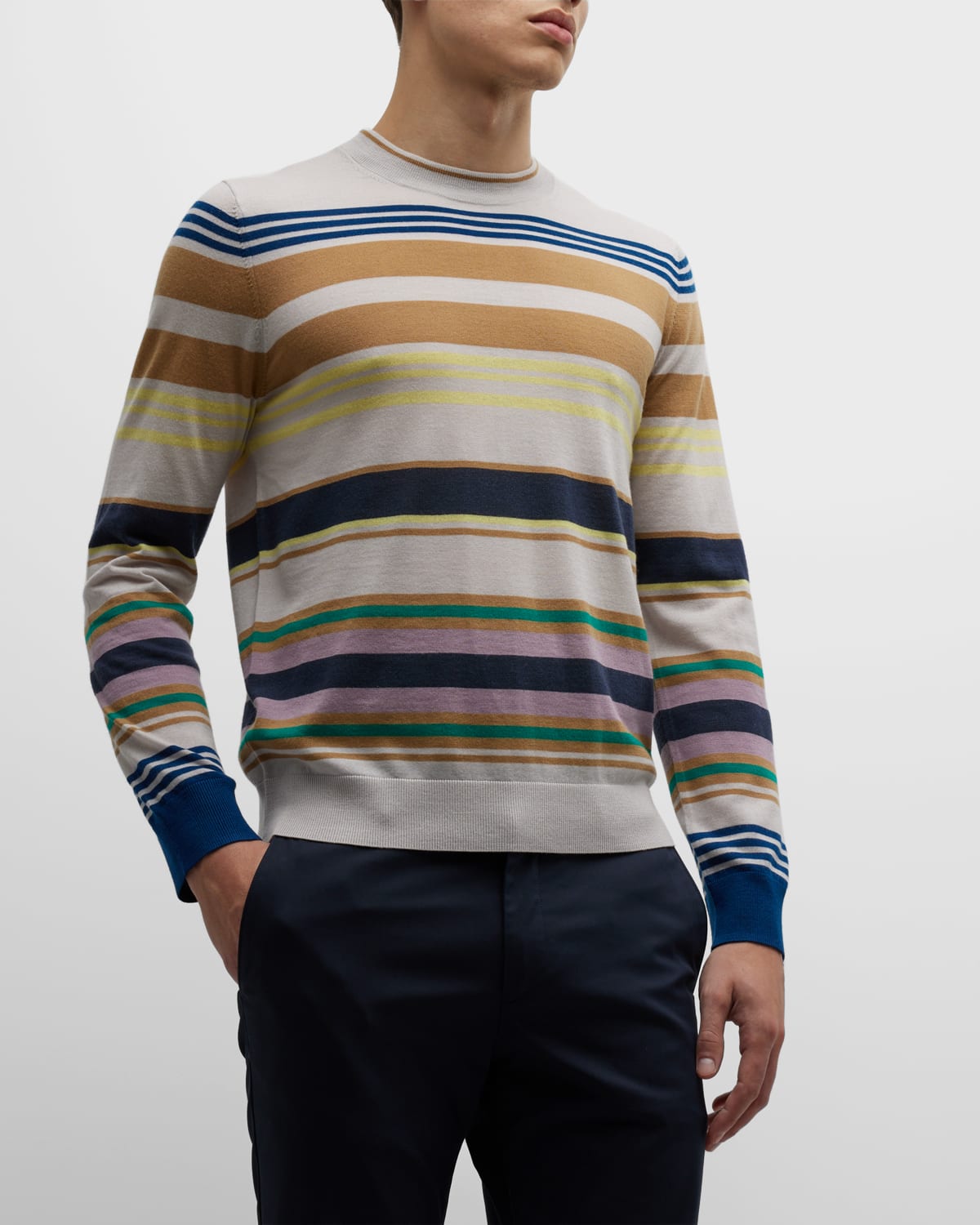 A.P.C. Men's Wool Multi-Logo Crew Sweater | Neiman Marcus