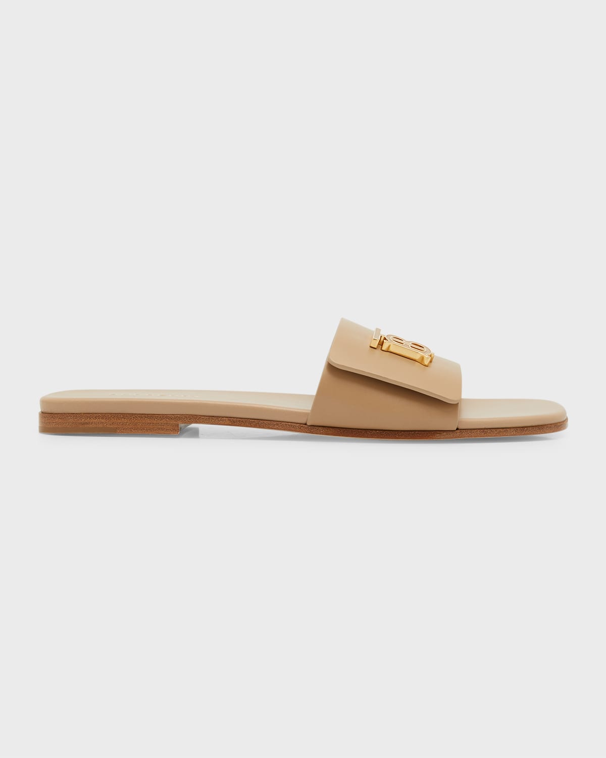 Burberry Sloane TB Leather Slide Sandals | Neiman Marcus