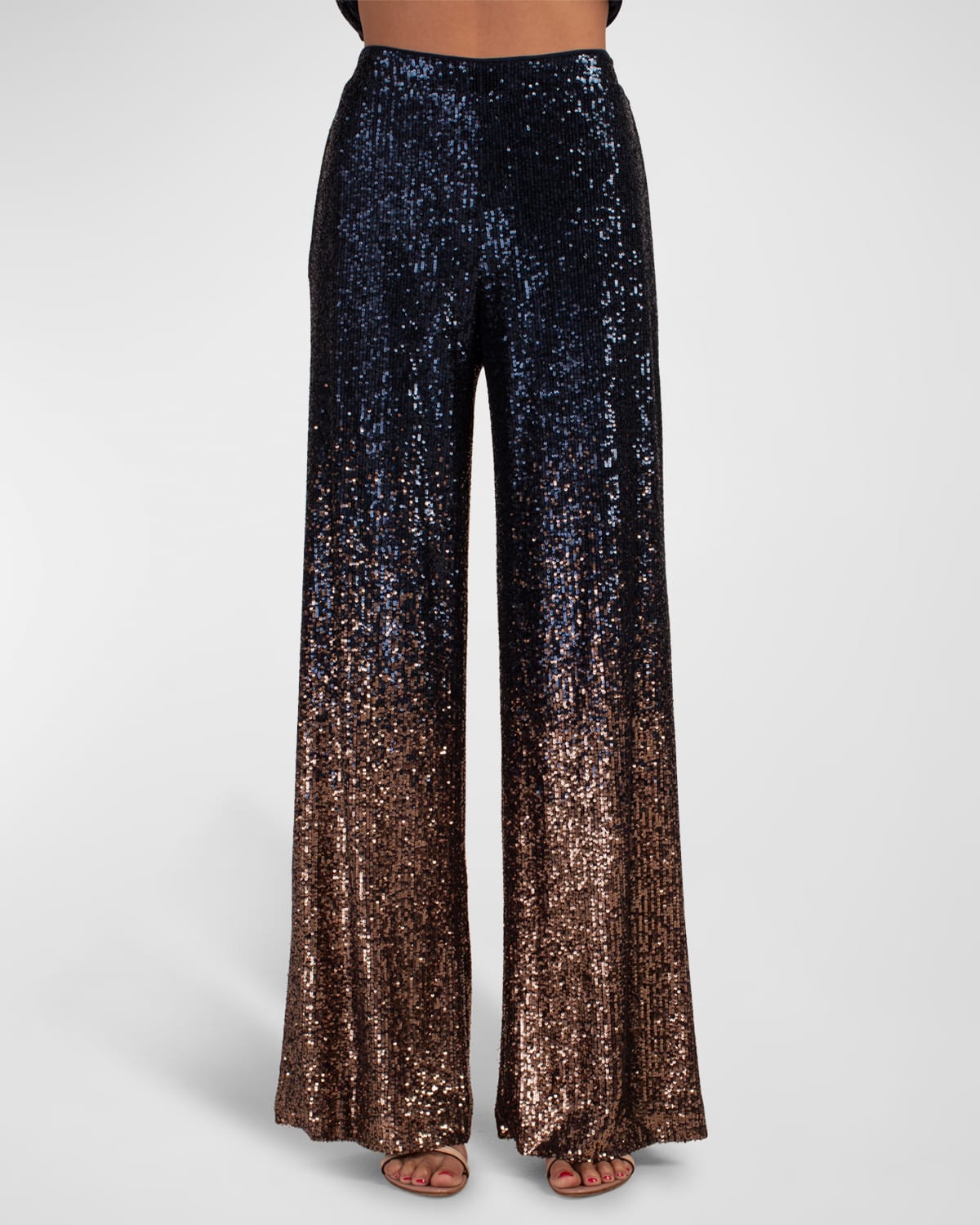 Trina Turk Asia Wide-Leg Chevron Pants | Neiman Marcus