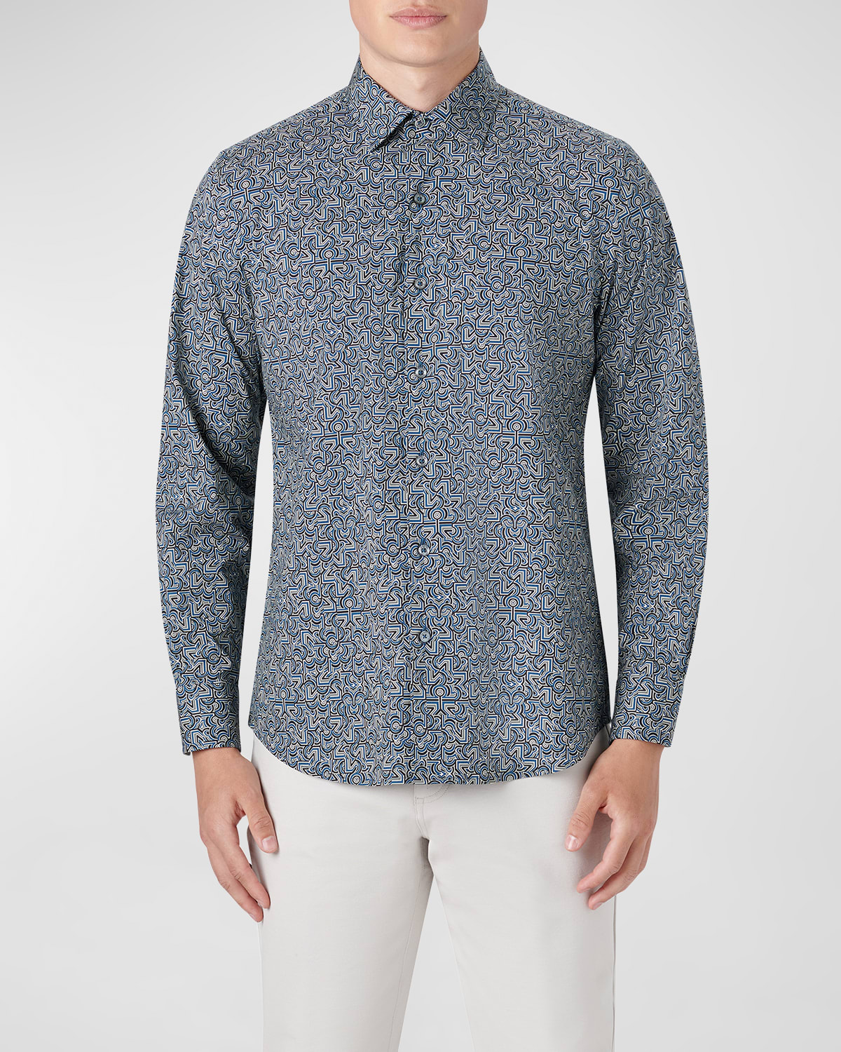 Bugatchi Men's Slim Fit Cotton-Stretch Sport Shirt | Neiman Marcus