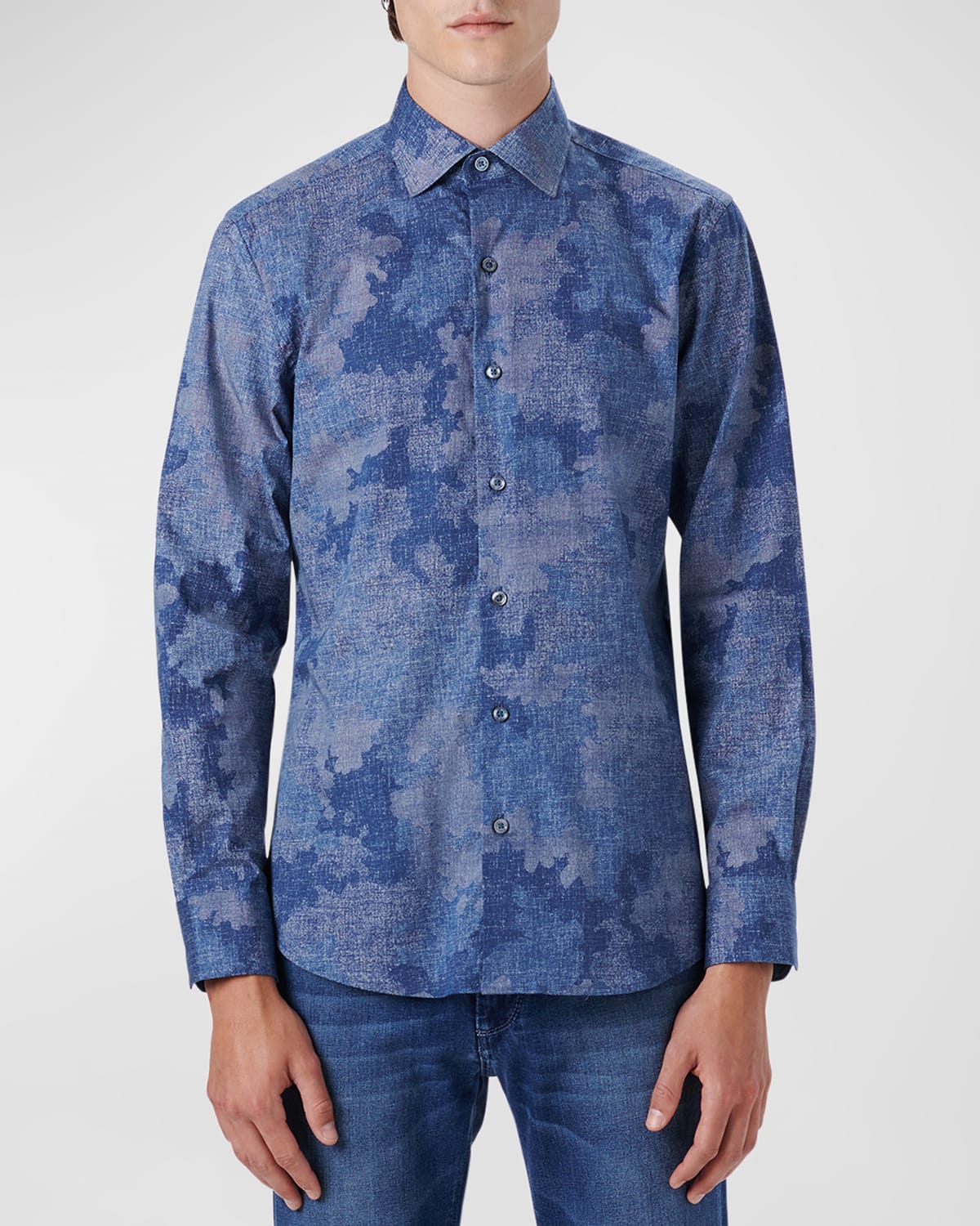 Bugatchi Men's Cotton-Stretch Sport Shirt | Neiman Marcus