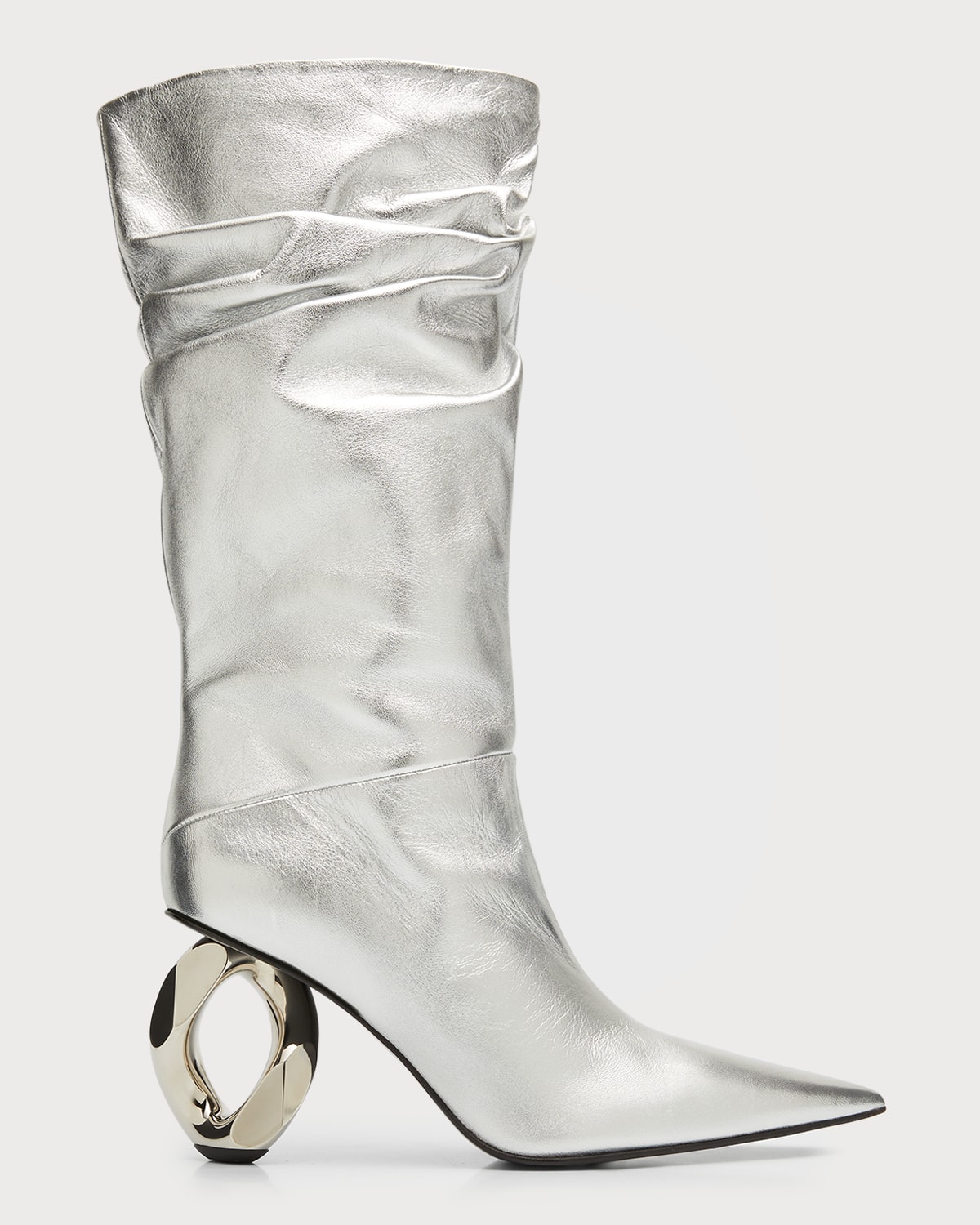 Sergio Rossi x Evangelie Slouchy Lambskin Metallic-Toe Boots | Neiman ...