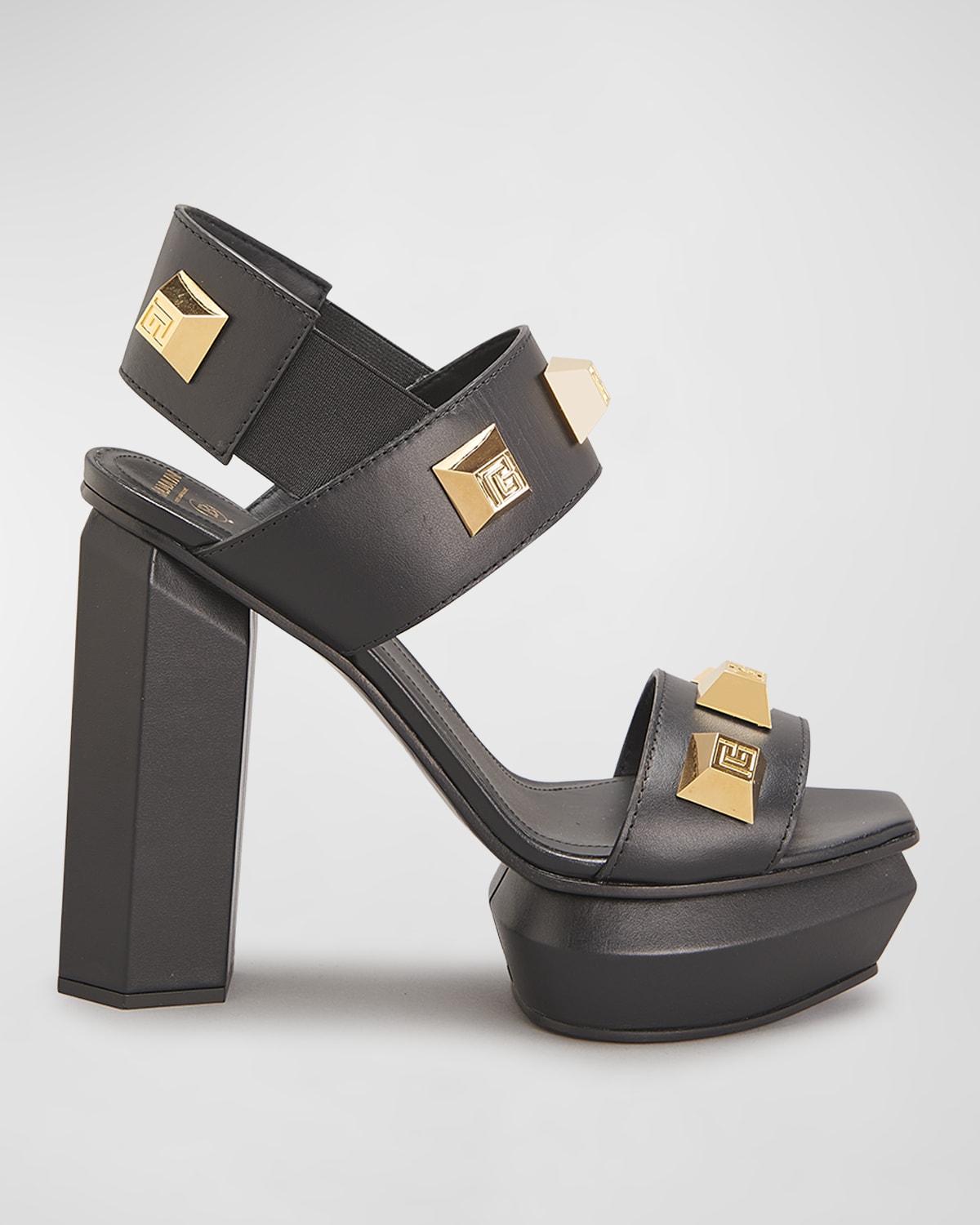 Balmain Ava Leopard Platform Studded Sandals | Neiman Marcus